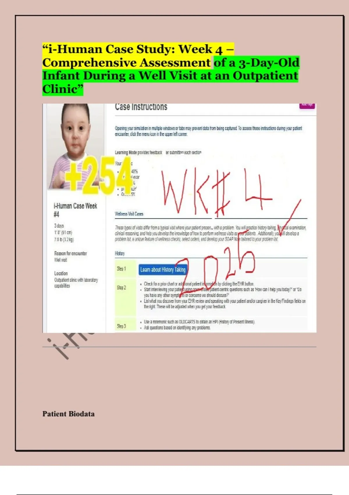 “i-Human Case Study: Week 4 – Comprehensive Assessment of a 3-Day-Old ...