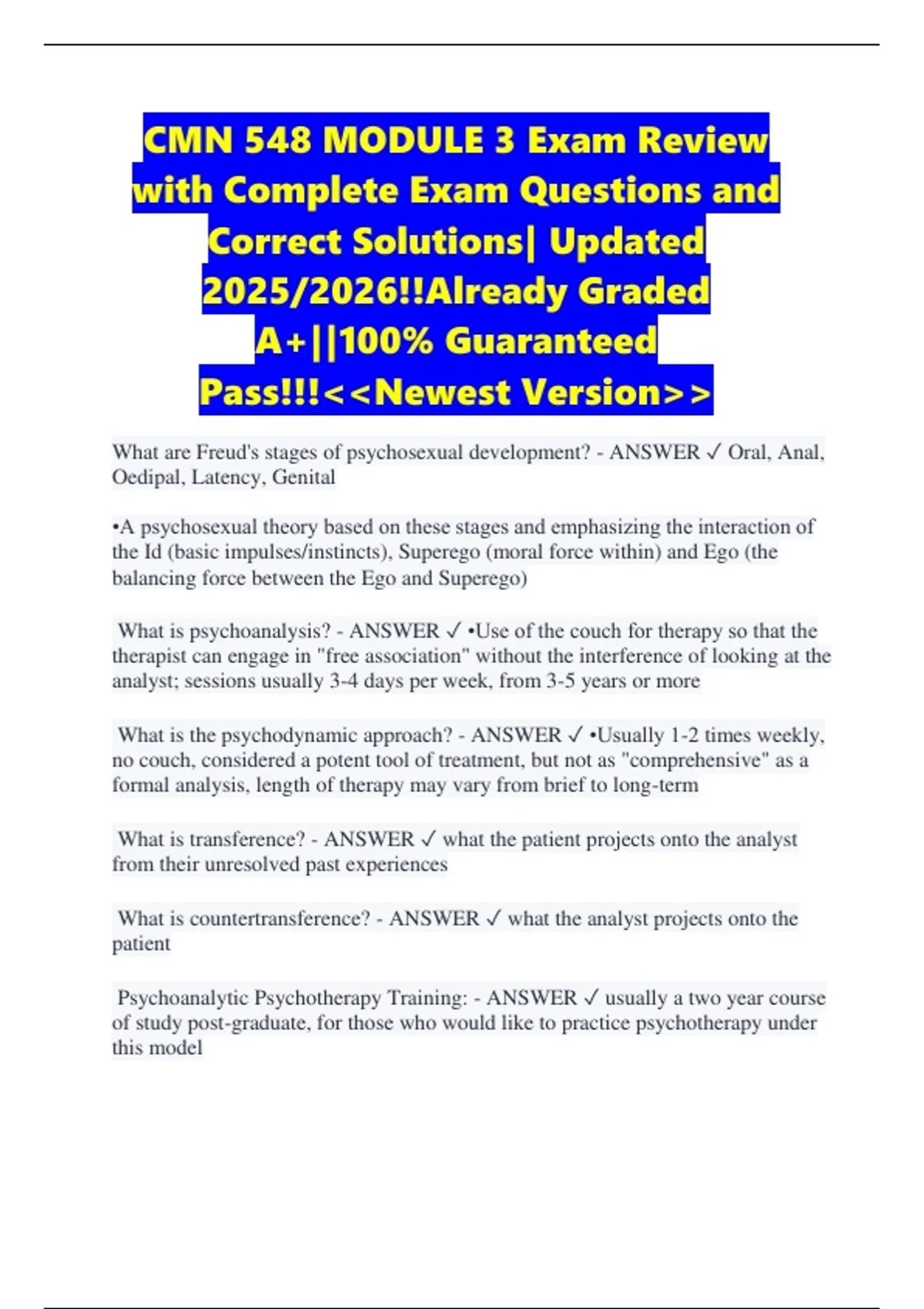 CMN 548 MODULE 3 Exam Review with Complete Exam Questions and Correct ...