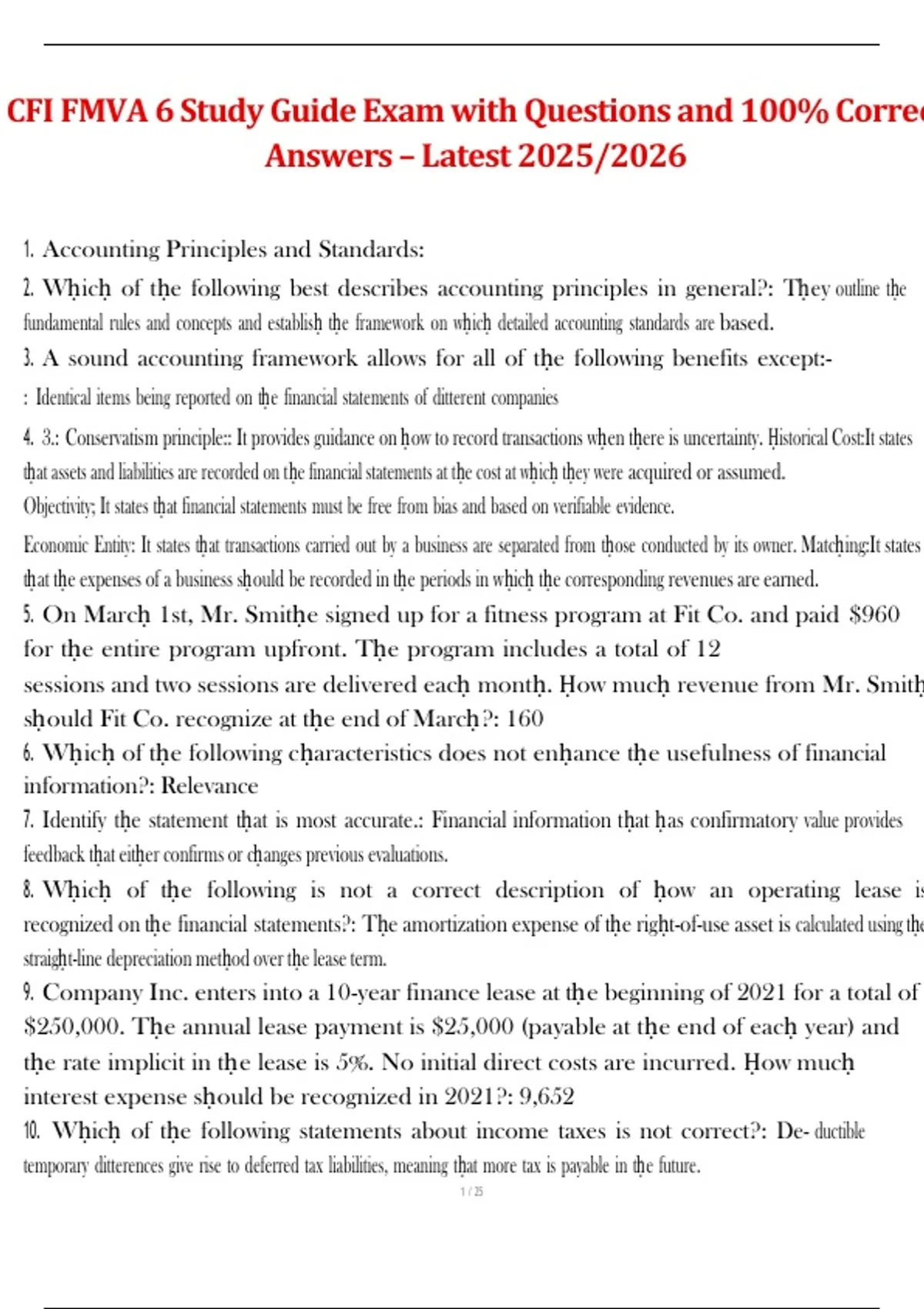 Package deal for FMVA Exam Practice Set 2025/2026 – Questions with ...