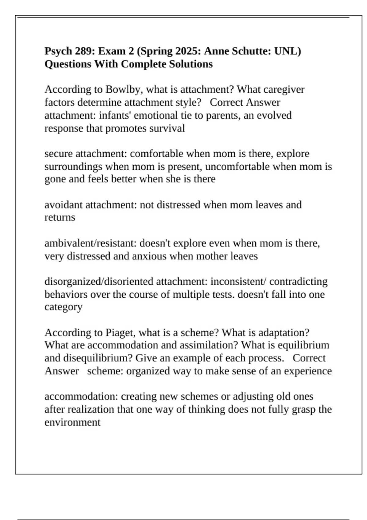 Psych 289: Exam 2 (Spring 2025: Anne Schutte: UNL) Questions With Complete Solutions - Psych 289 ...