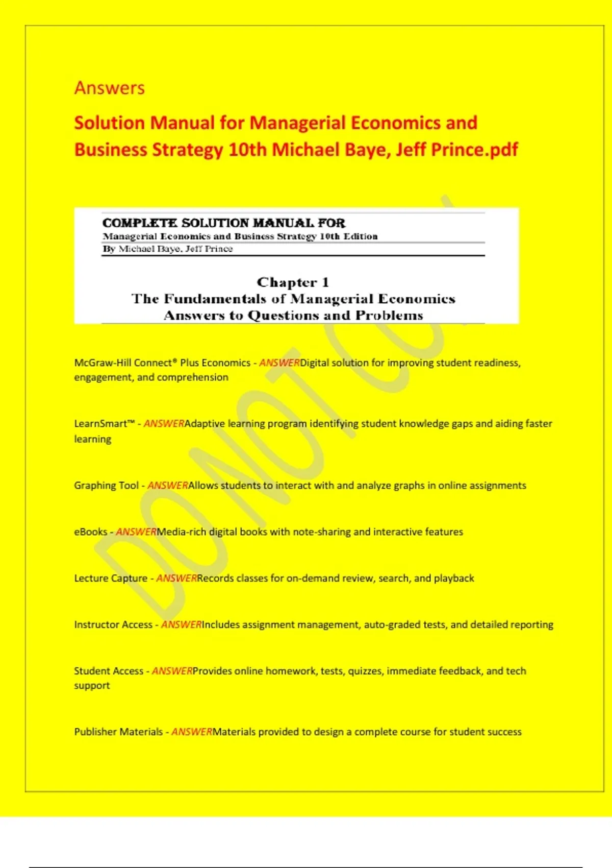 Answers Solution Manual for Managerial Economics and Business Strategy ...