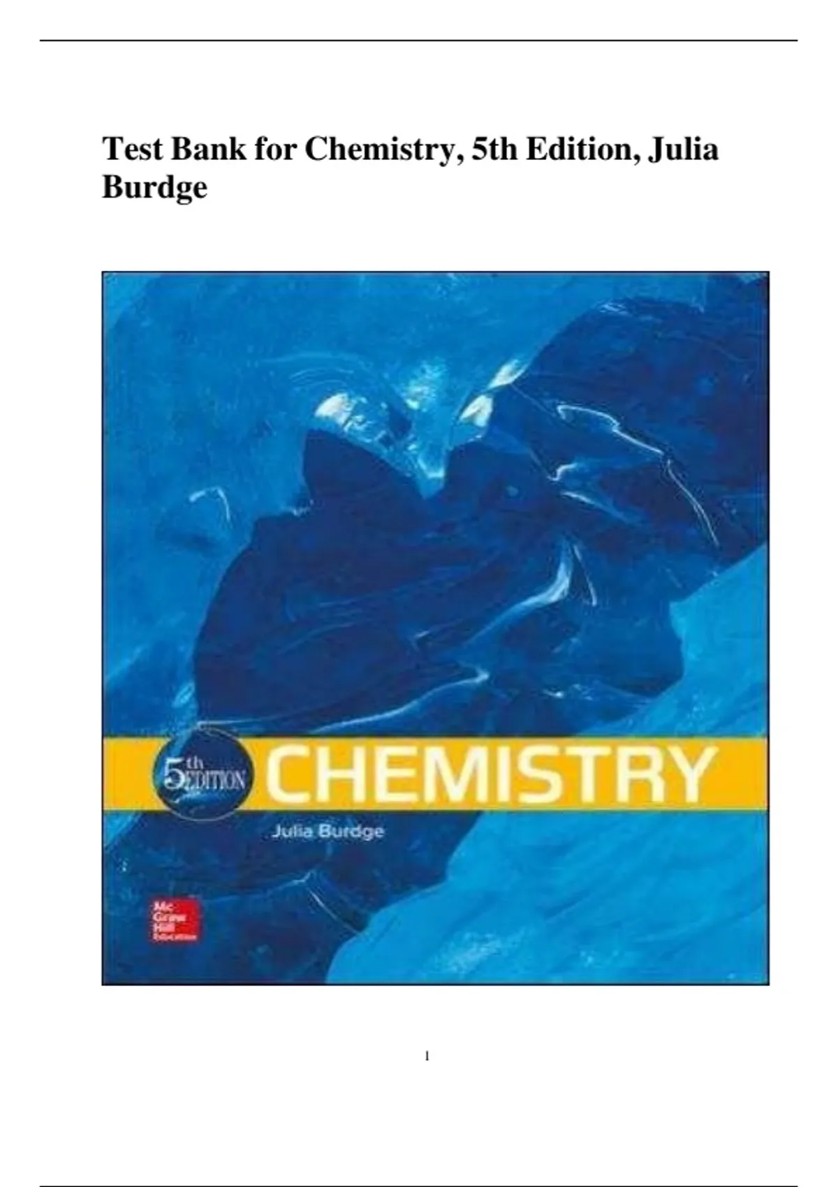 Test Bank for Chemistry: Atoms First 5th Edition by Julia Burdge and ...