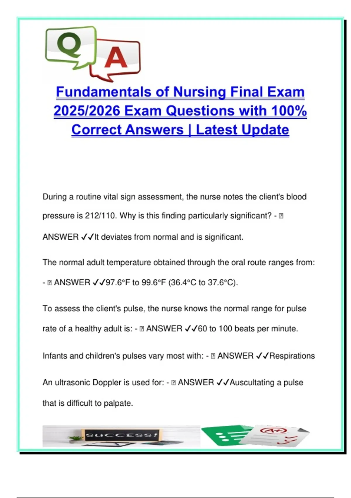 Fundamentals of Nursing Final Exam – 115 Questions | Patient Safety ...