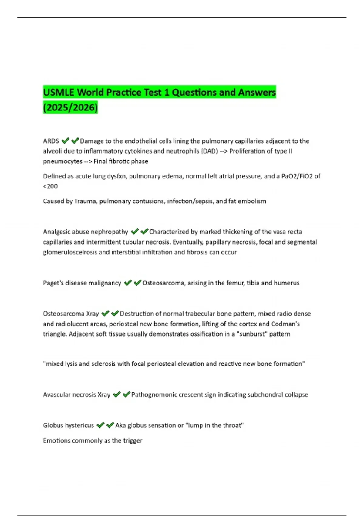 USMLE World Practice Test 1 Questions and Answers (2025/2026) - USMLE ...