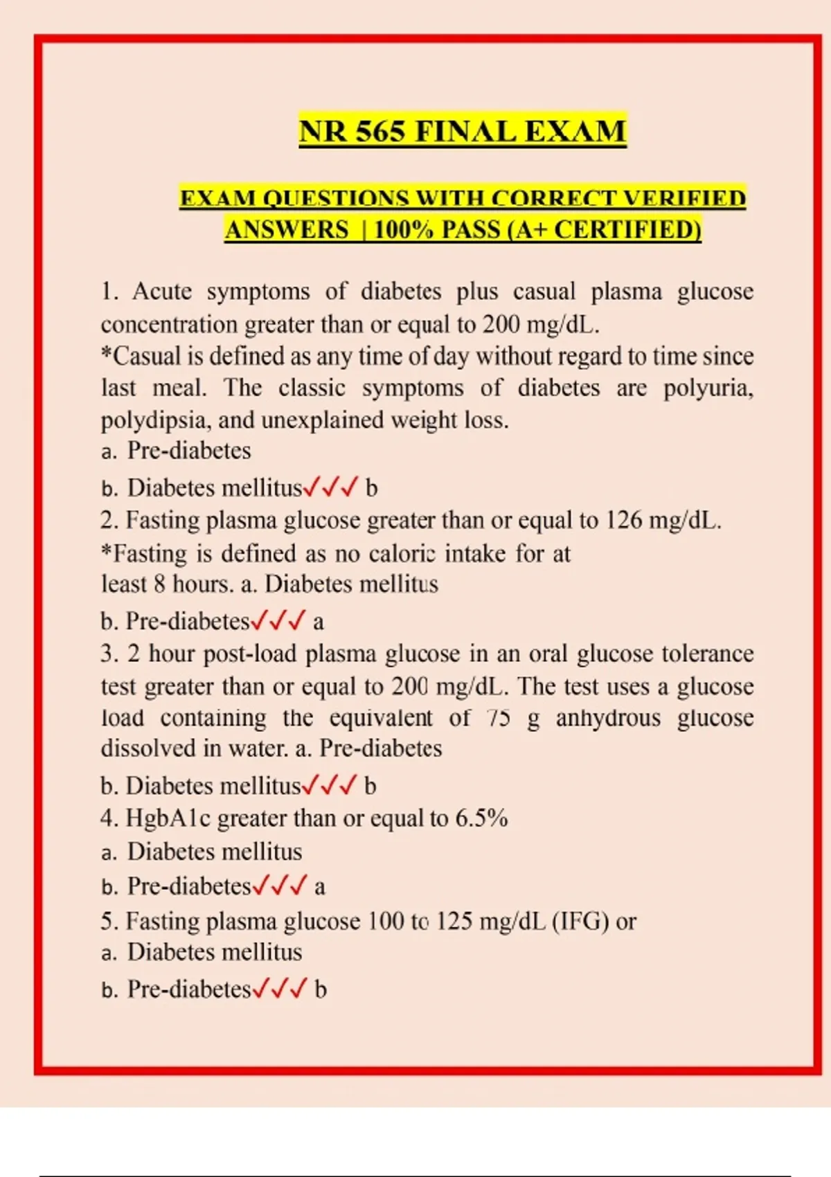 NR 565 FINAL EXAM EXAM QUESTIONS WITH CORRECT VERIFIED ANSWERS | 100% ...