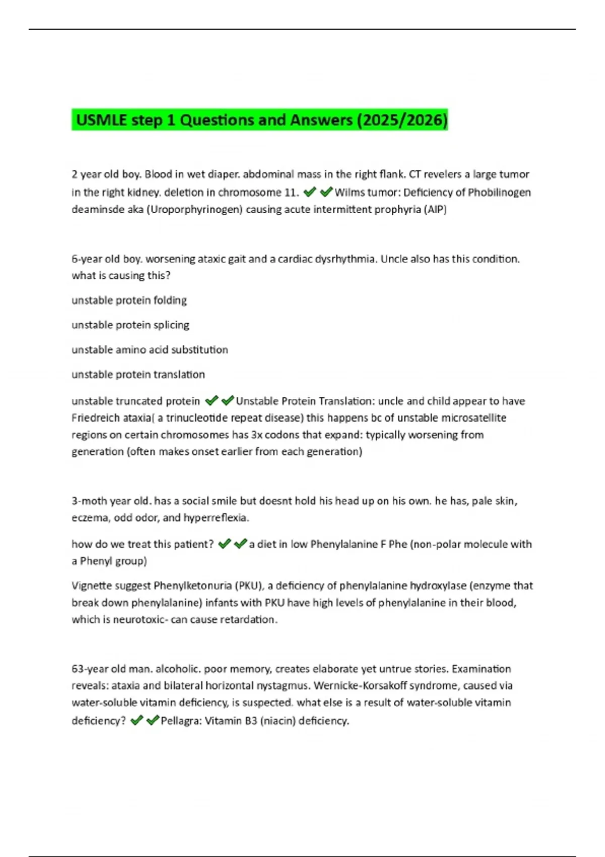USMLE step 1 Questions and Answers (2025/2026) - USMLE - Medical ...