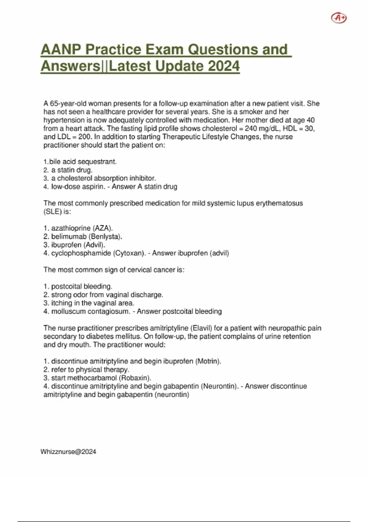 AANP Exam Package with Solution Updated 2025/2026 Comprehensive Nurse ...