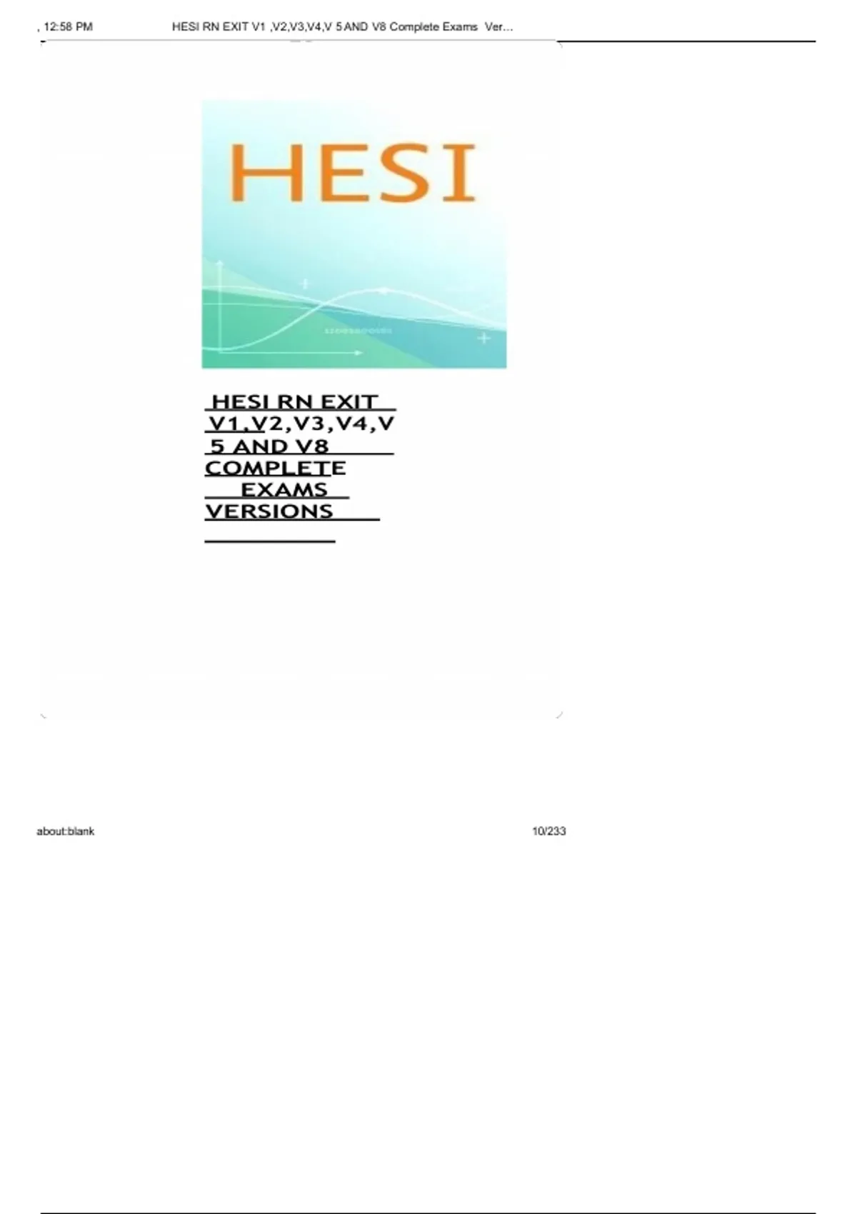 HESI RN Exit Exam V1, V2, V3, V4, V5 & V8 – Complete Exams with 100% ...