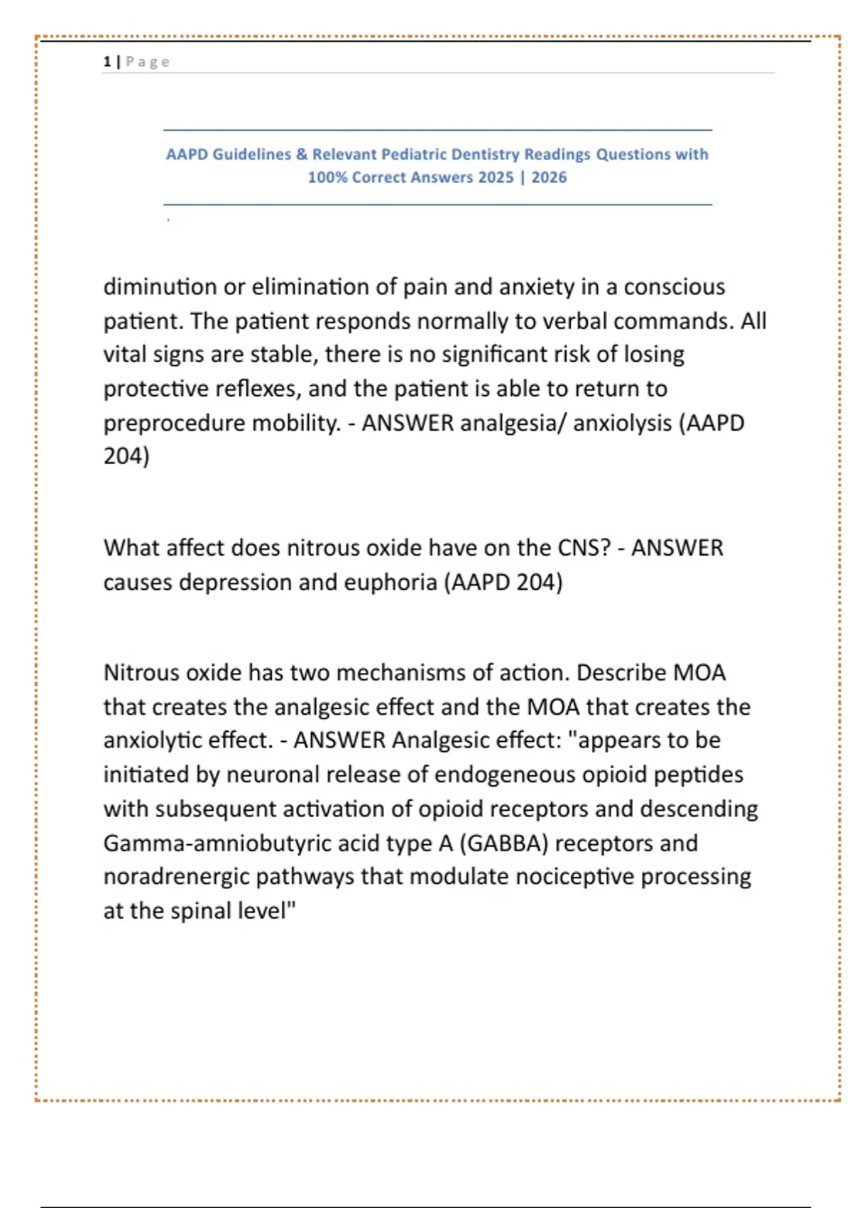 AAPD Guidelines & Relevant Pediatric Dentistry Readings Questions with ...