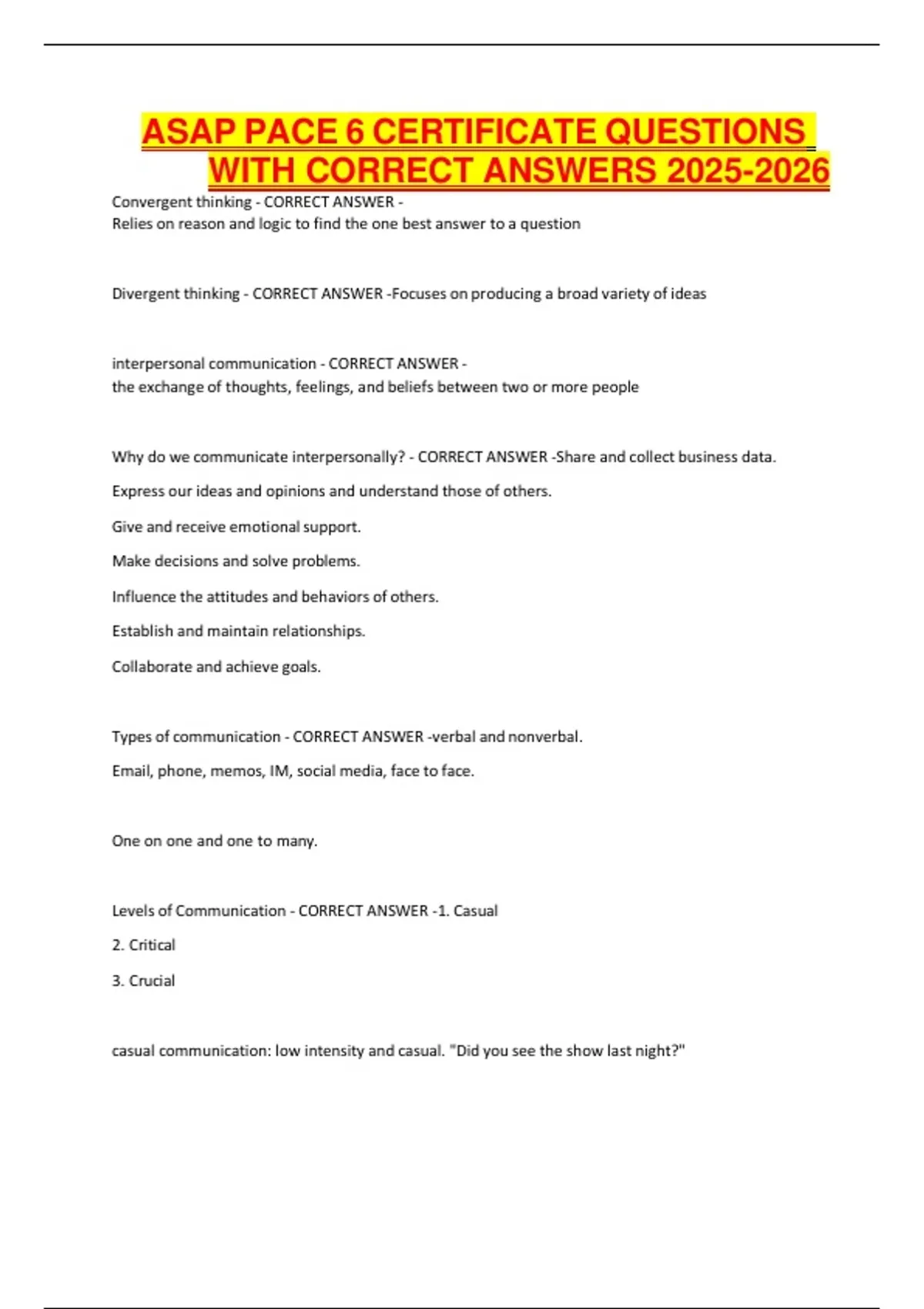 ASAP PACE 6 CERTIFICATE QUESTIONS WITH CORRECT ANSWERS - ASAP PACE 6 ...