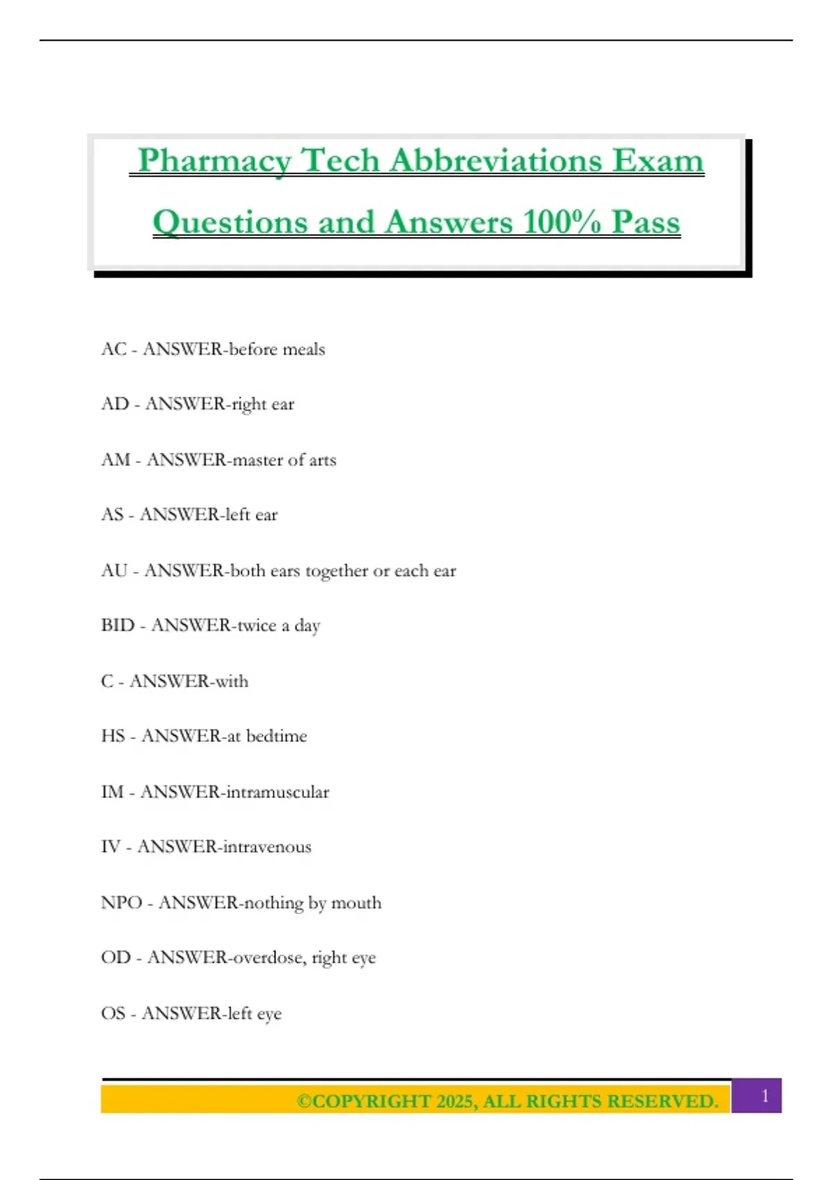 Pharmacy Tech Math Bundled Exams Questions and Answers 100% Pass ...