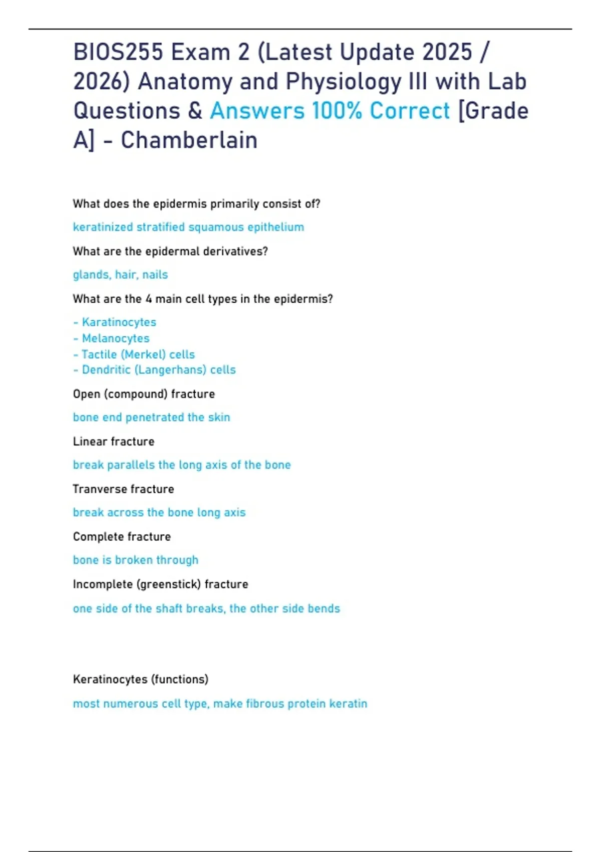 BIOS255 Exam 2 (Latest Update 2025 / 2026) Anatomy and Physiology III ...