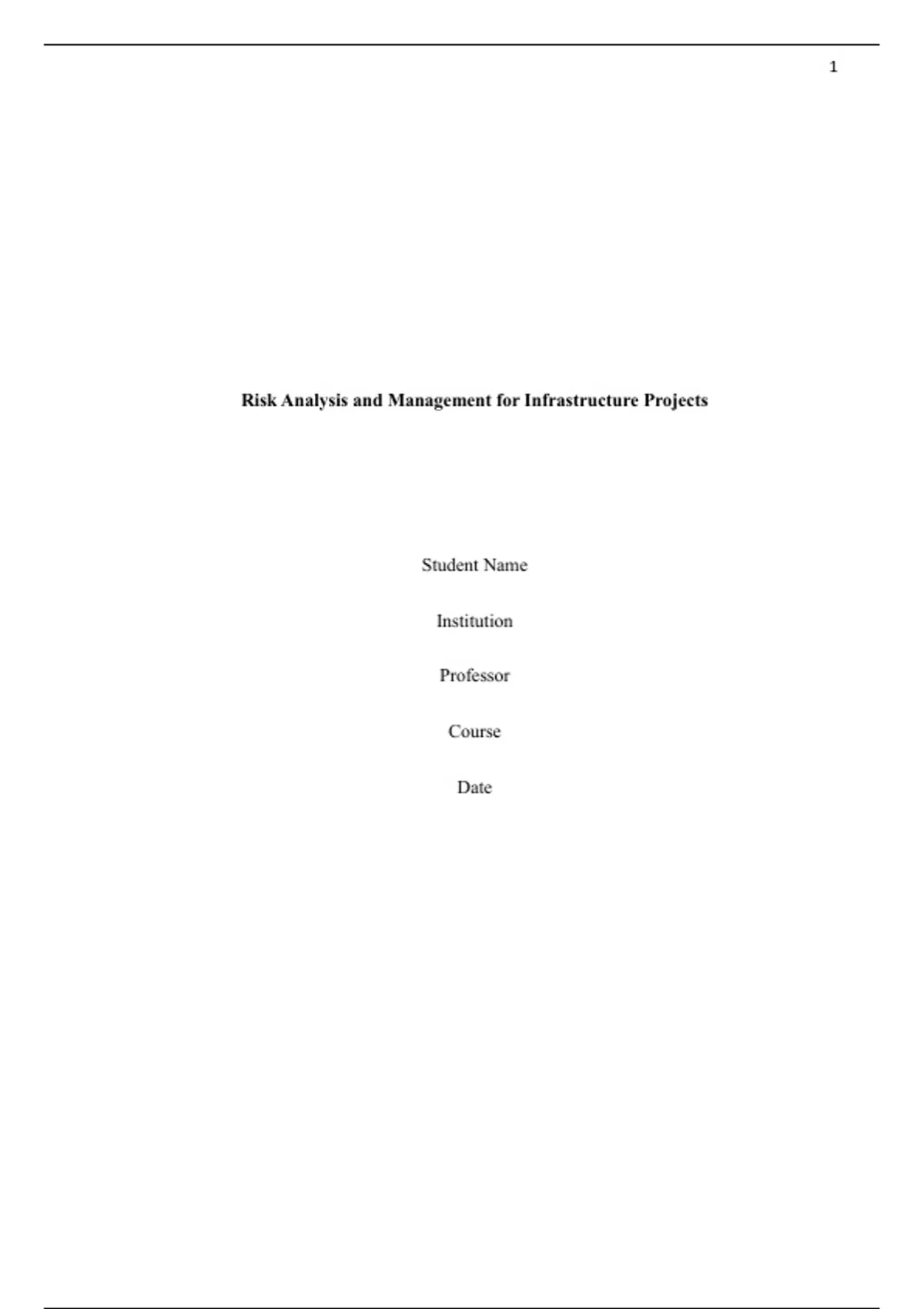 Risk Analysis and Management for Infrastructure Projects - Risk ...