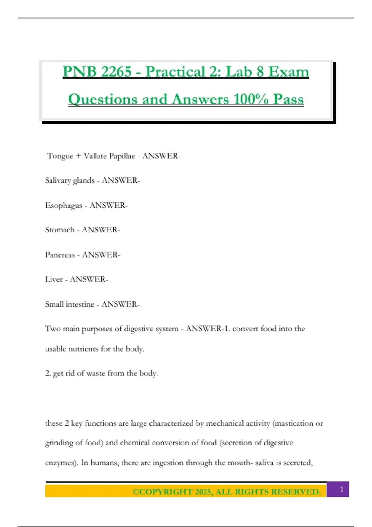 PNB 2265 - Practical 2: Lab 8 Exam Questions and Answers 100% Pass ...