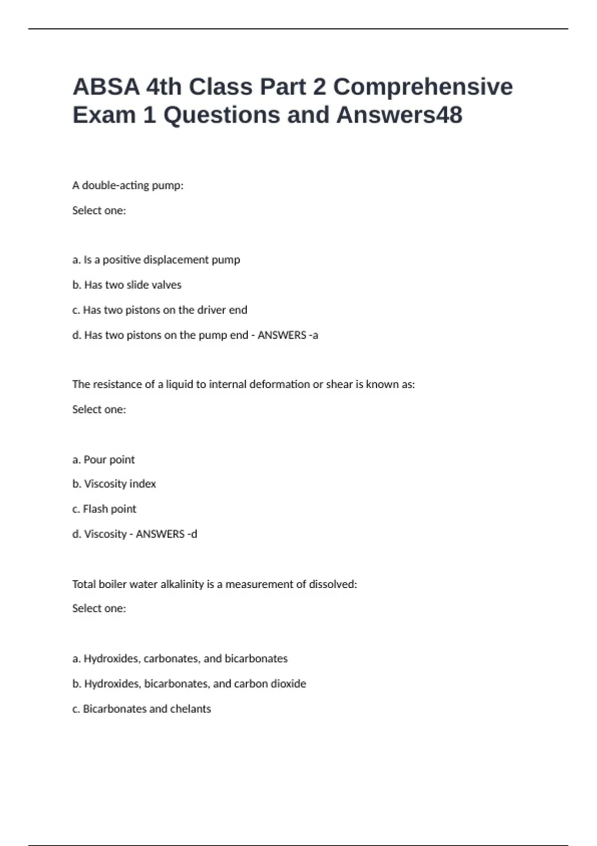 ABSA 4th Class Part 2 Comprehensive Exam 1 Questions and Answers - ABSA ...