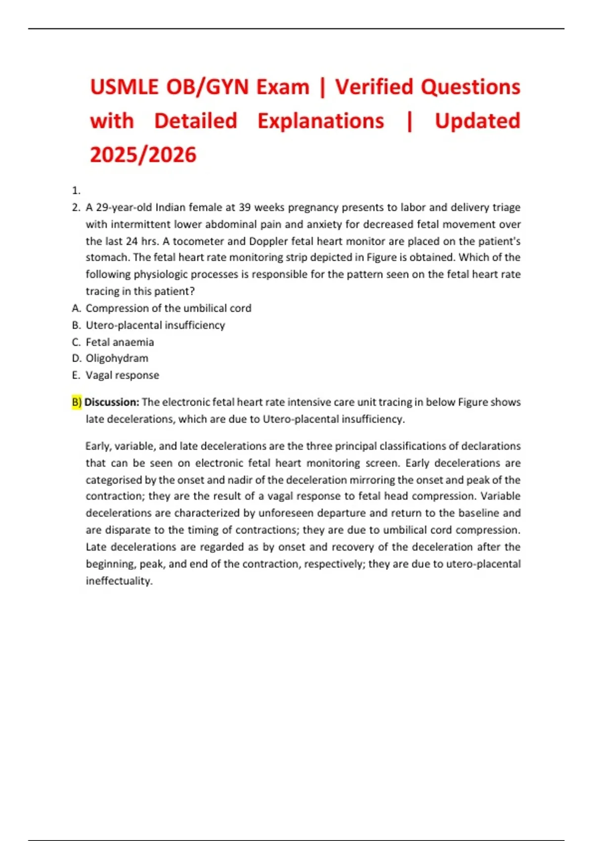 USMLE OB/GYN Exam | Verified Questions with Detailed Explanations ...