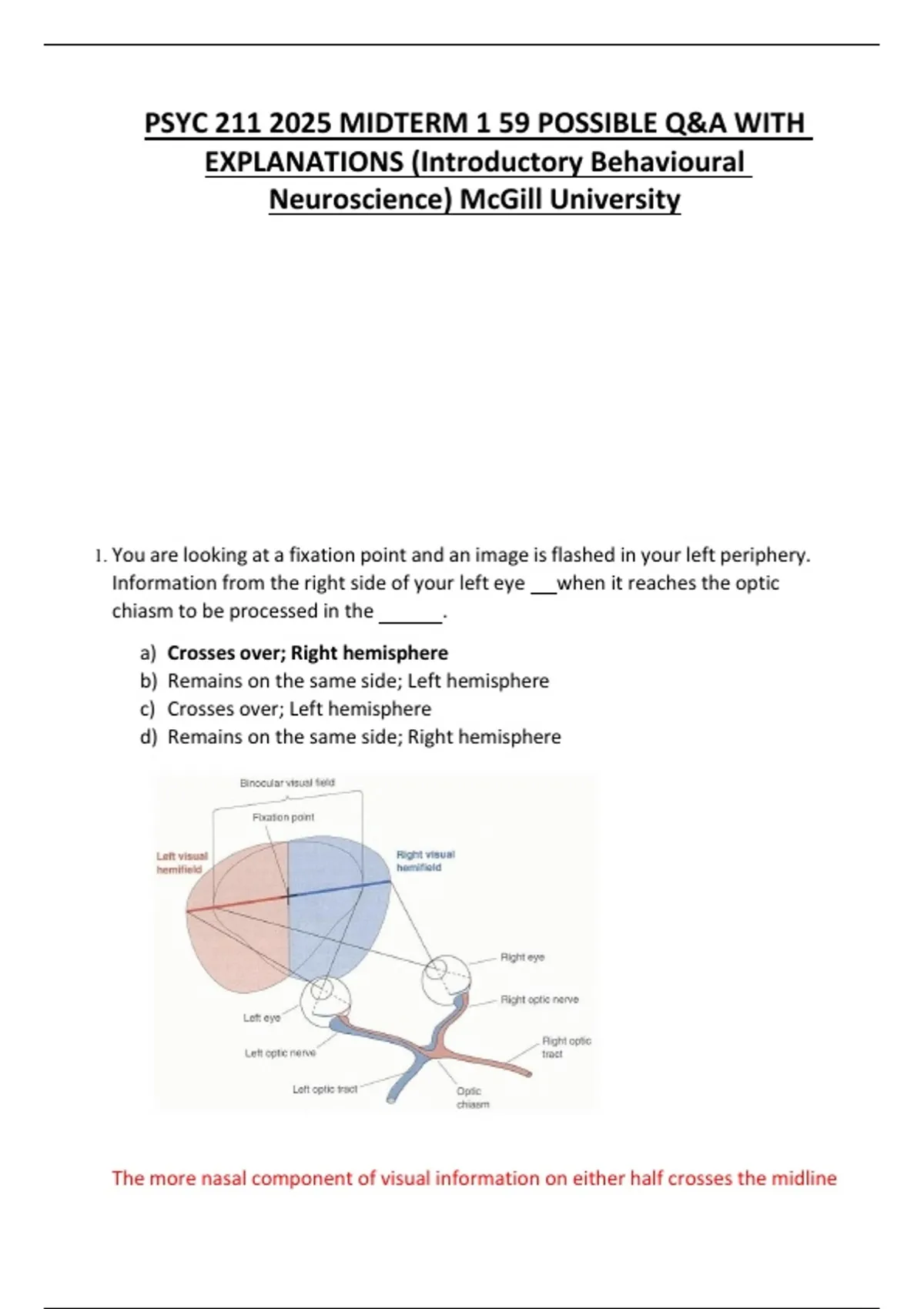 PSYC 211 2025 MIDTERM 1 59 POSSIBLE Q&A WITH EXPLANATIONS (Introductory ...