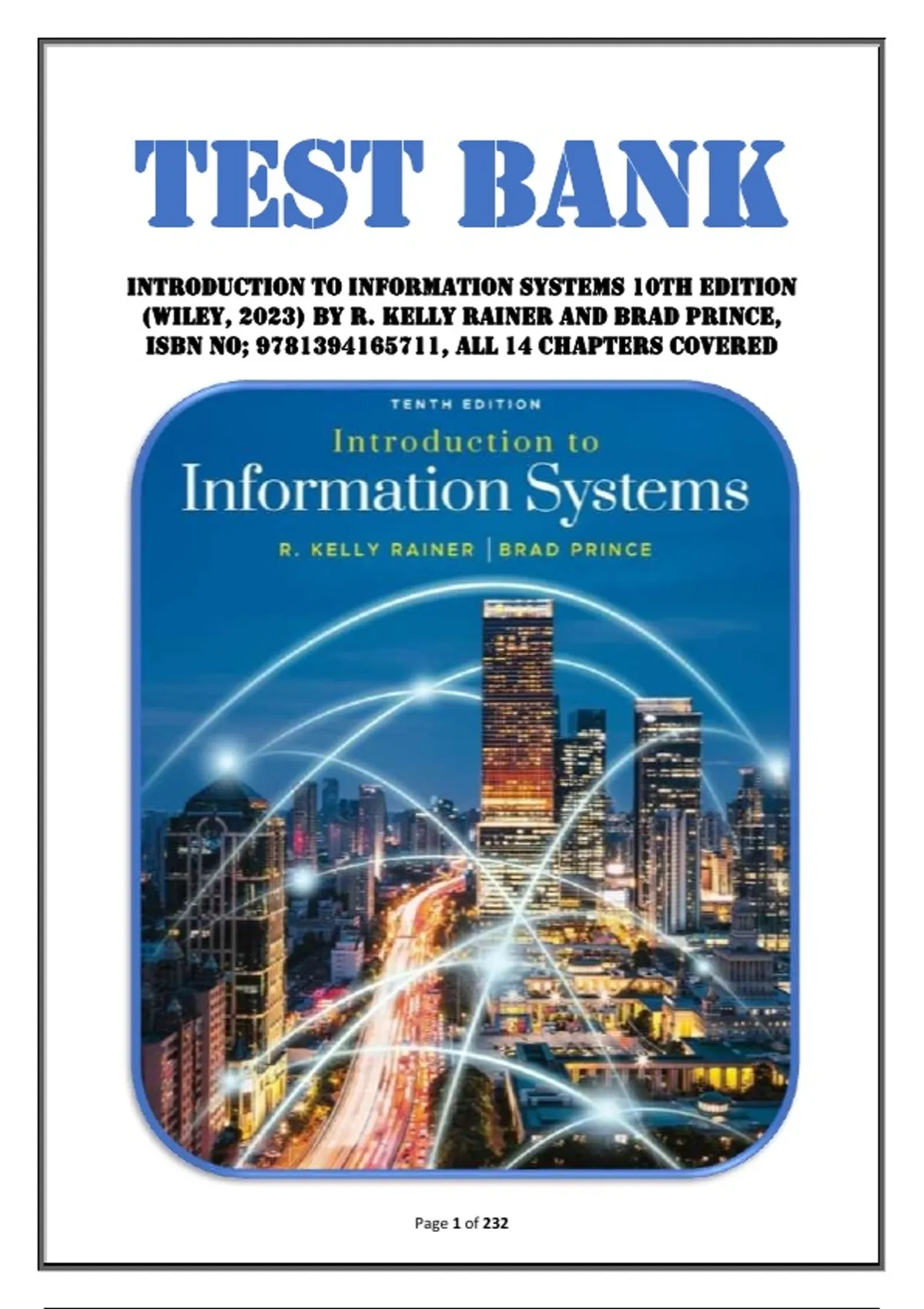 Test Bank for Introduction to Information Systems 10th Edition (Wiley ...