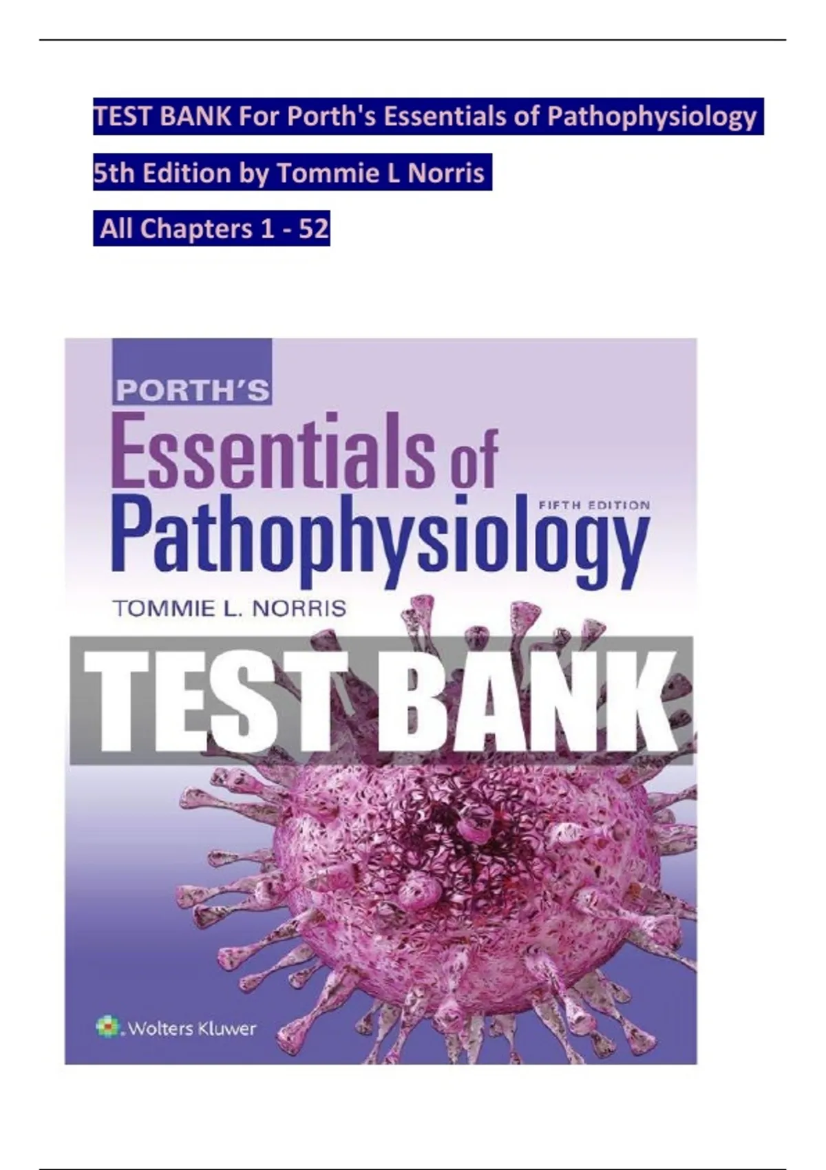 Test Bank for Porth's Essentials of Pathophysiology 5th Edition by ...