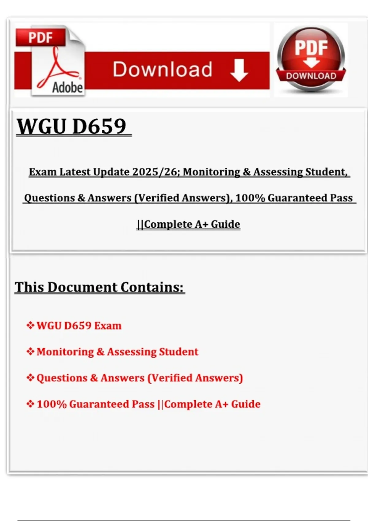 Wgu D659 Exam Latest Update 2025 26 Monitoring Assessing Student
