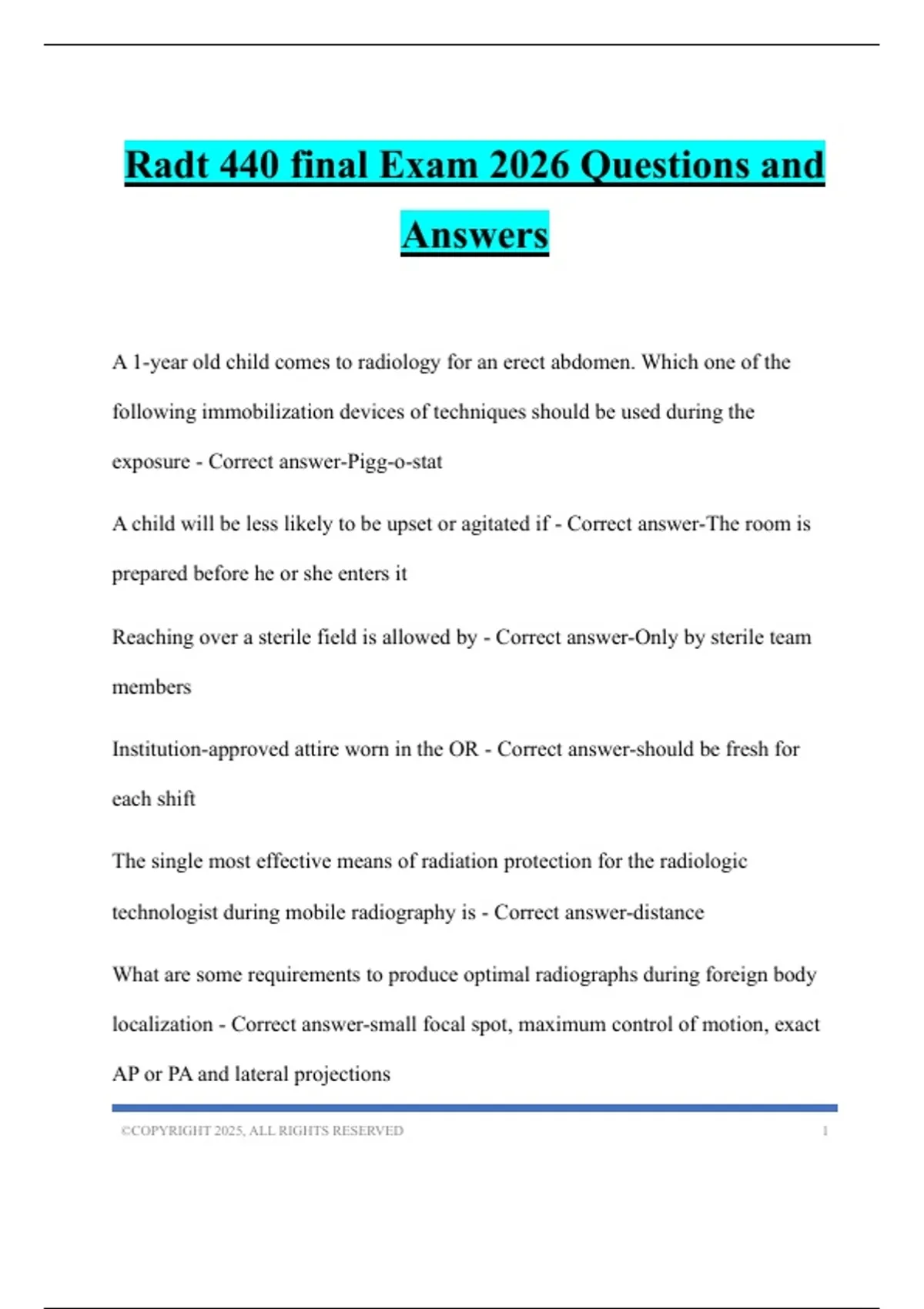 Radt 440 final Exam 2026 Questions and Answers - RADT - Stuvia US