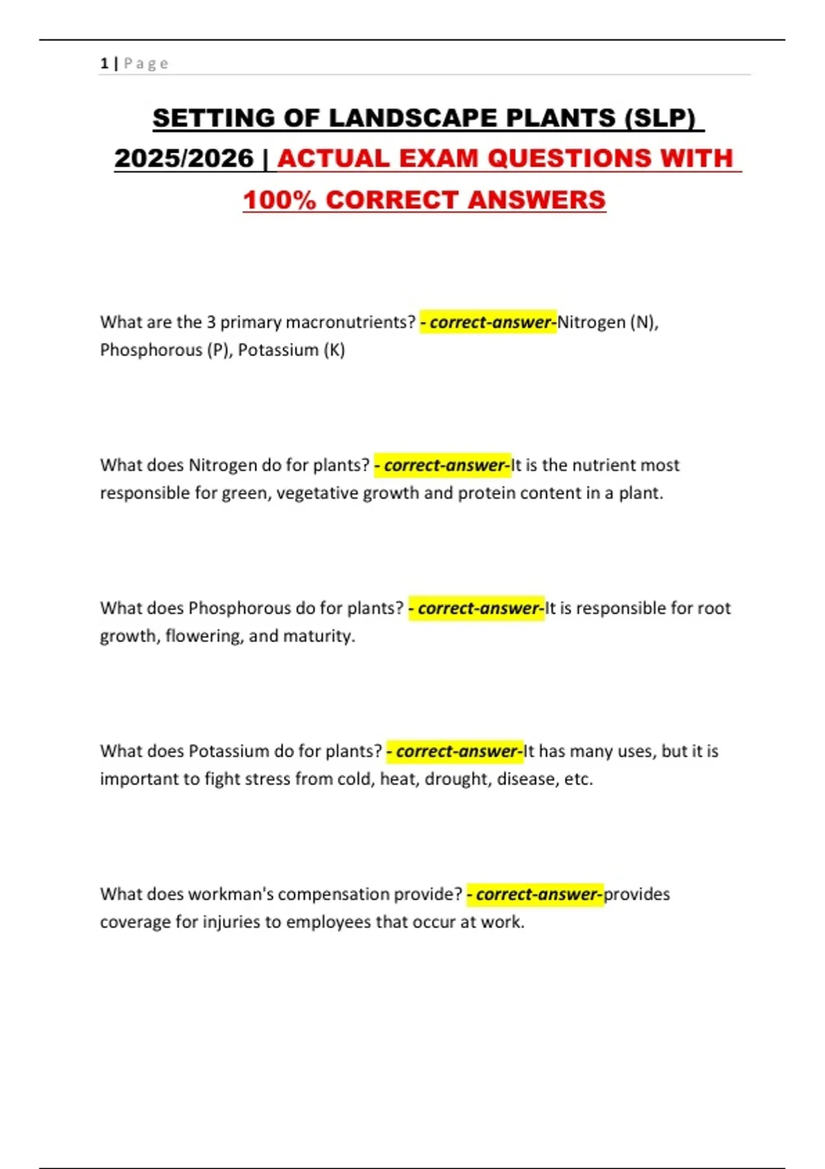 SETTING OF LANDSCAPE PLANTS (SLP) 2025/2026 | ACTUAL EXAM QUESTIONS ...