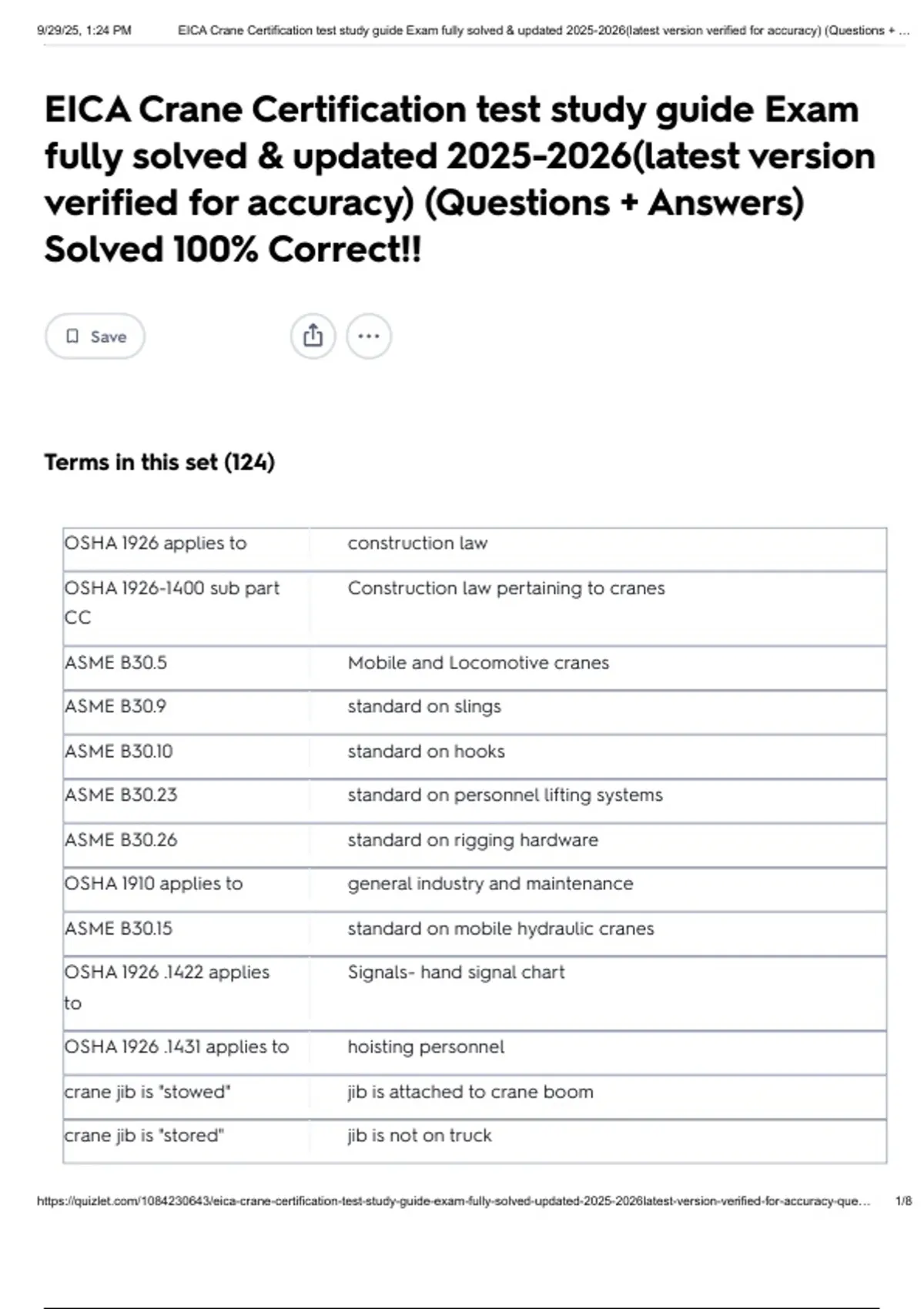 EICA Crane Certification test study guide Exam fully solved & updated ...
