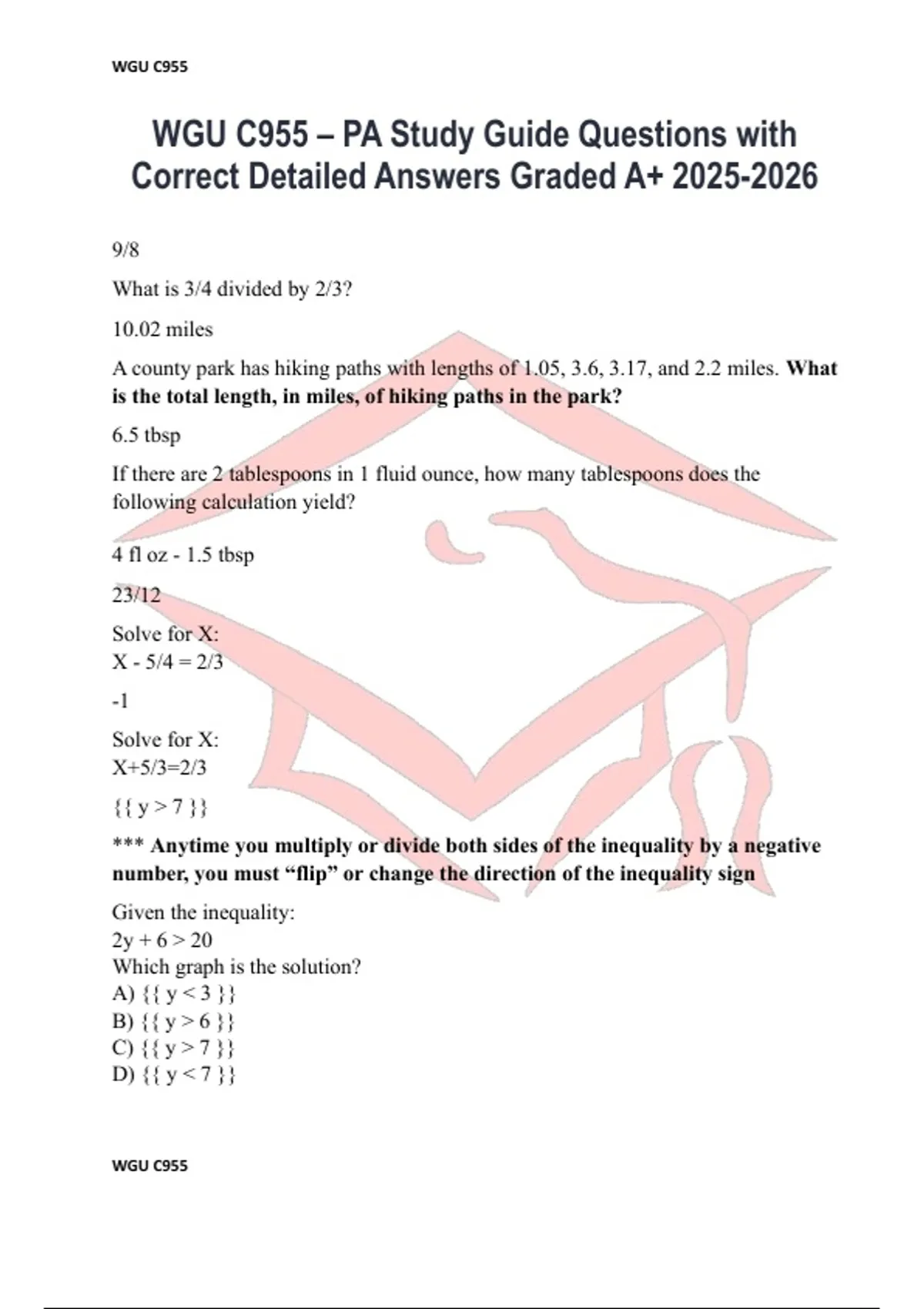 WGU C955 – PA Study Guide Questions with Correct Detailed Answers ...
