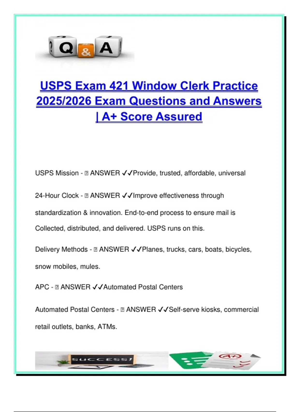 USPS Exam 421 – Window Clerk Practice Test (100 Questions) | USPS Forms ...