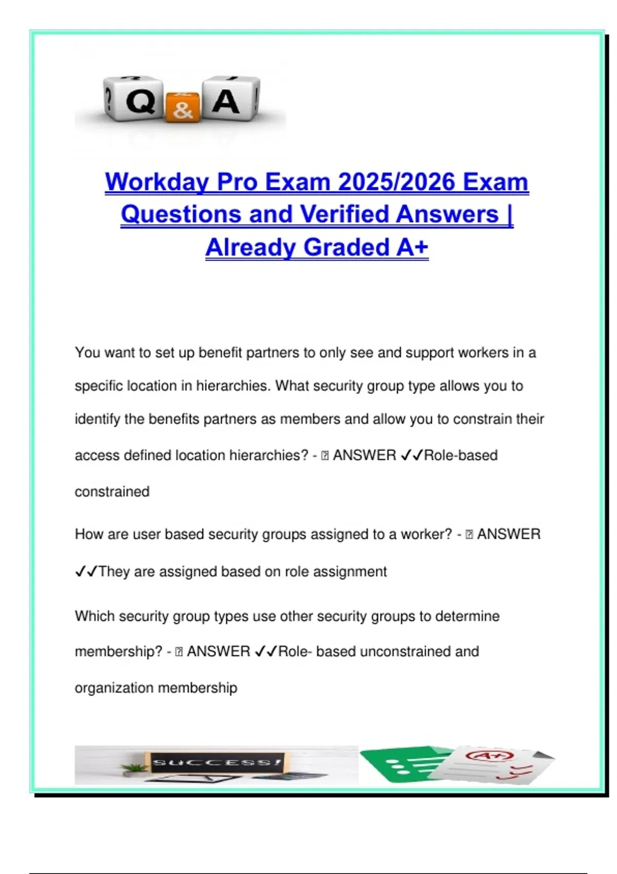 Workday Pro Exam 2025 Practice Questions 100 Qs Security Groups