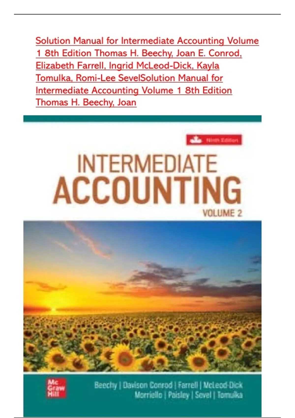 Solution Manual for Intermediate Accounting Volume 1 8th Edition Thomas ...