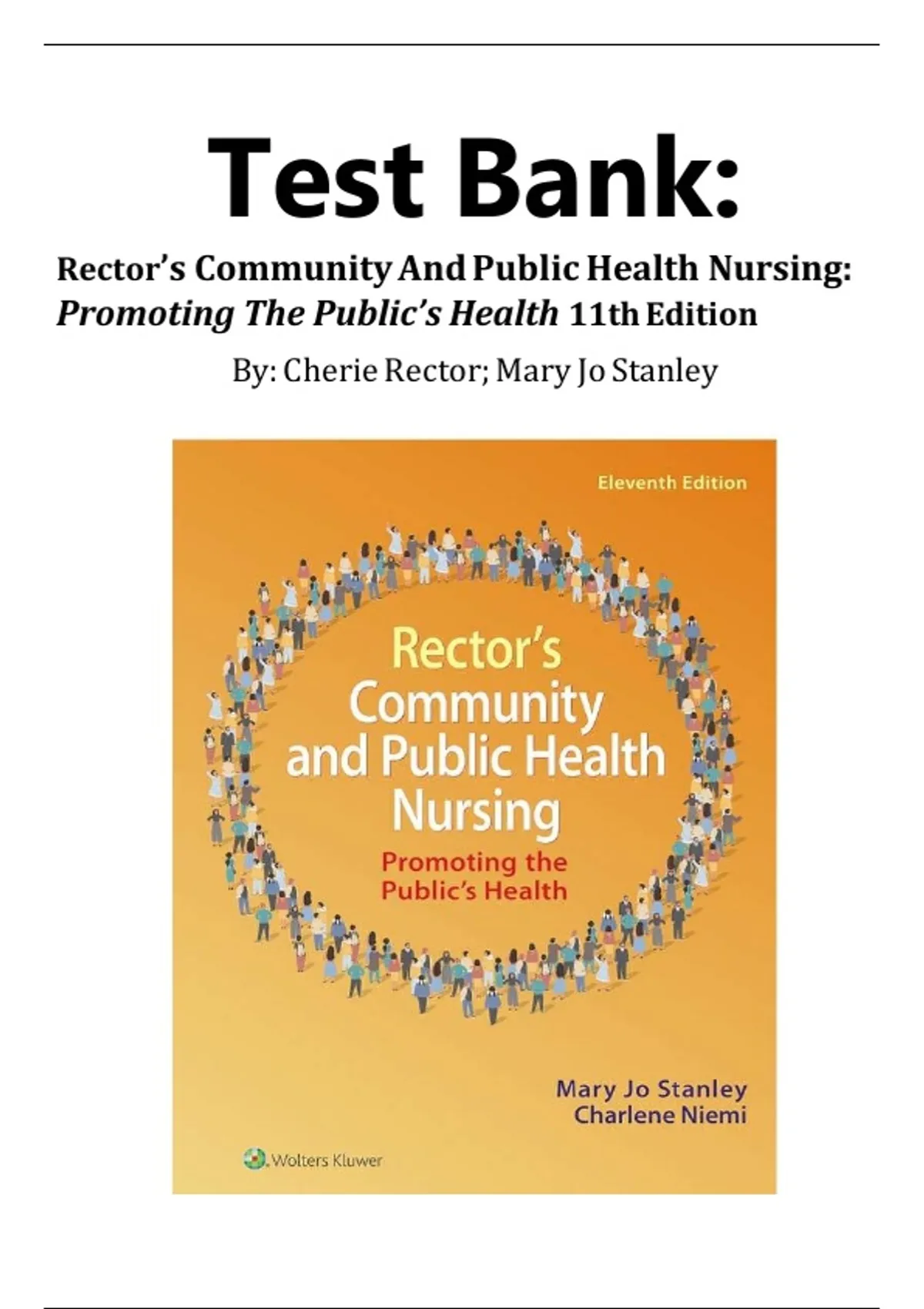 Test Bank For Rector's Community and Public Health Nursing: Promoting ...