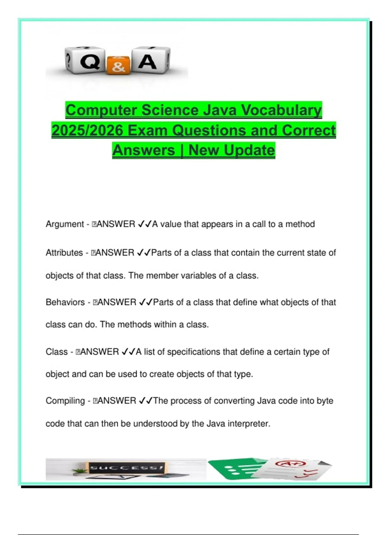 Computer Science Java Vocabulary – 2025/2026 | 180+ Definitions | OOP, Data Types, Control ...