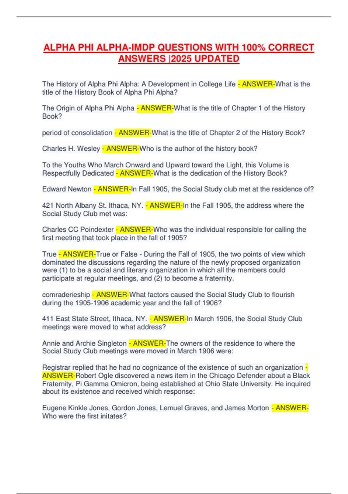 ALPHA PHI ALPHA-IMDP QUESTIONS WITH 100% CORRECT ANSWERS |2025 UPDATED ...