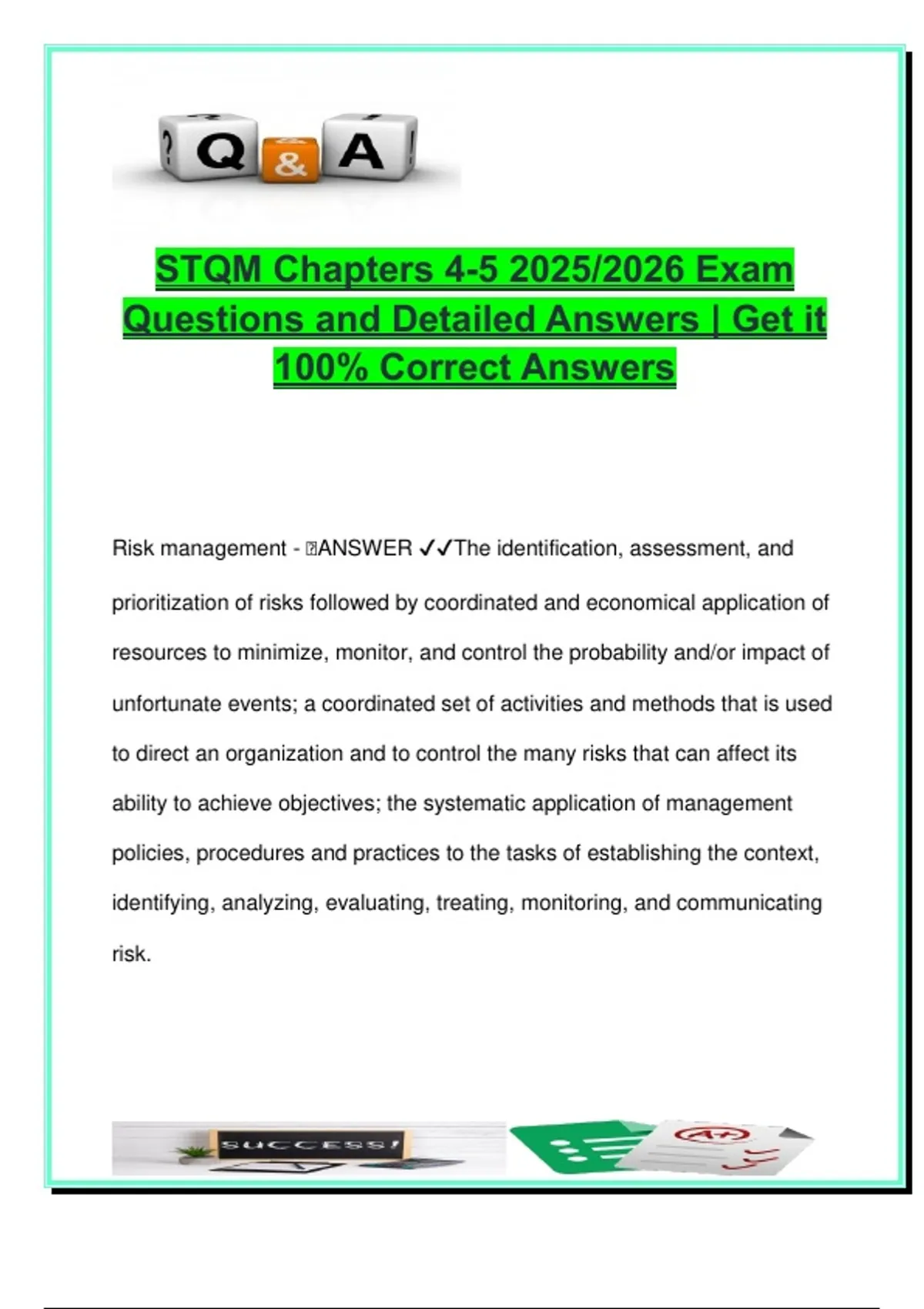 STQM Chapter 4–5 Q&A (60+ Questions) | Risk Management, RA Types, CBA, Charts | Software ...
