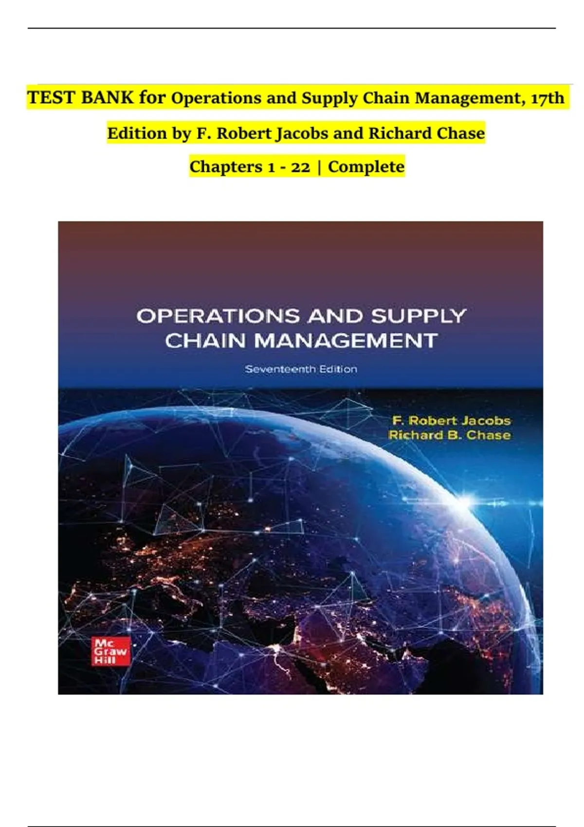 Test Bank for Operations and Supply Chain Management, 17th Edition by ...