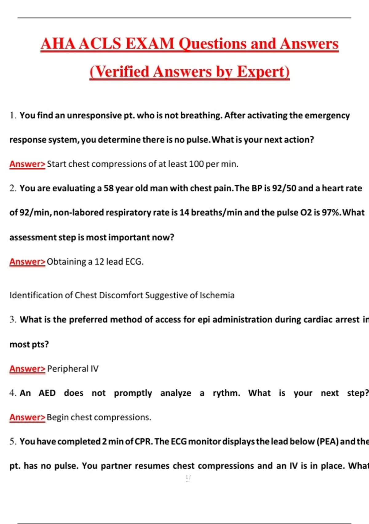 AHA ACLS Exam (Latest 2026/2027 Update) Complete Questions and Guide ...