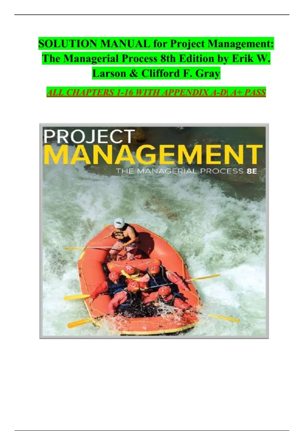 Solution Manual for Project Management: The Managerial Process, 8th ...