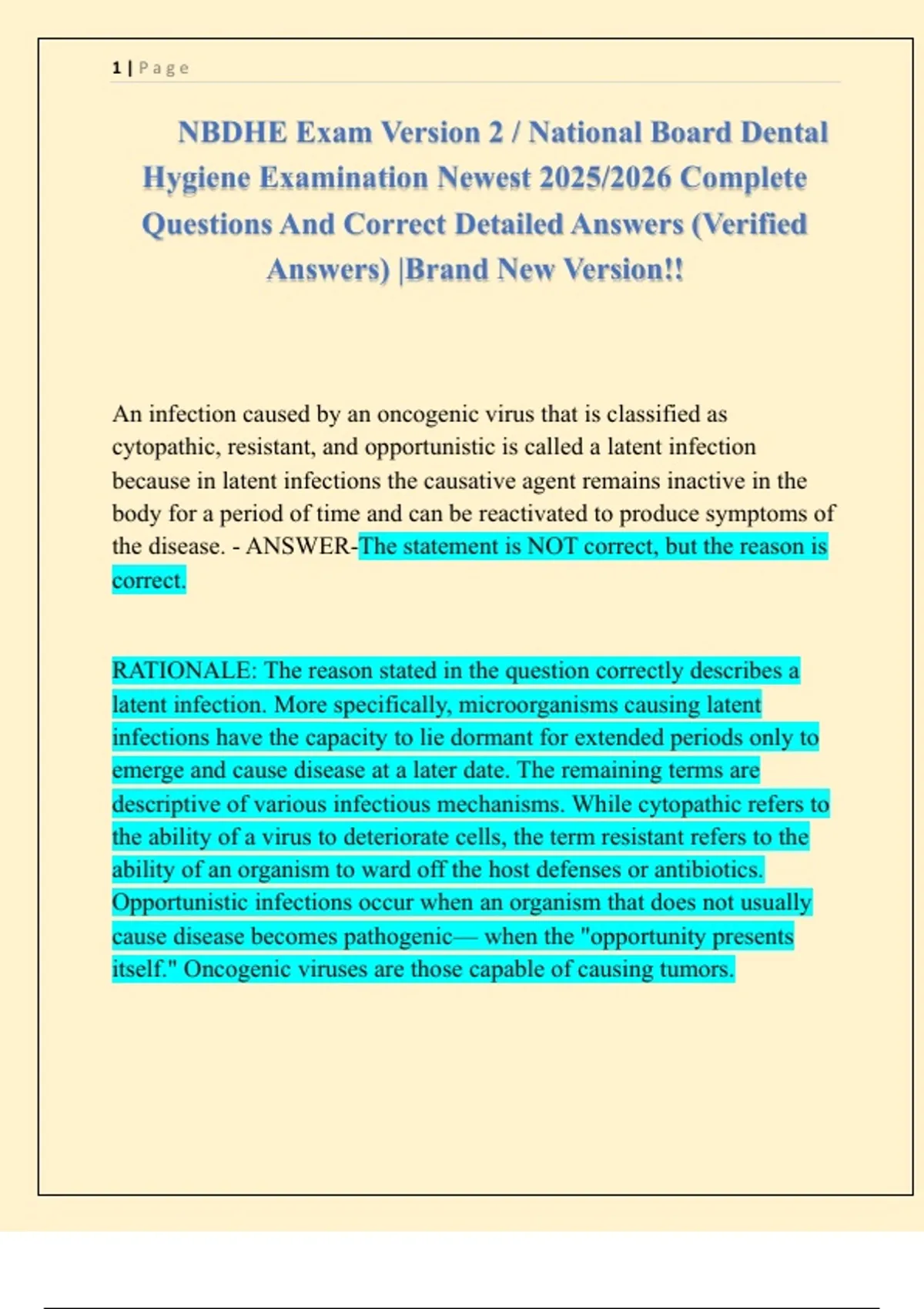 NBDHE Exam Version 2 / National Board Dental Hygiene Examination Newest ...