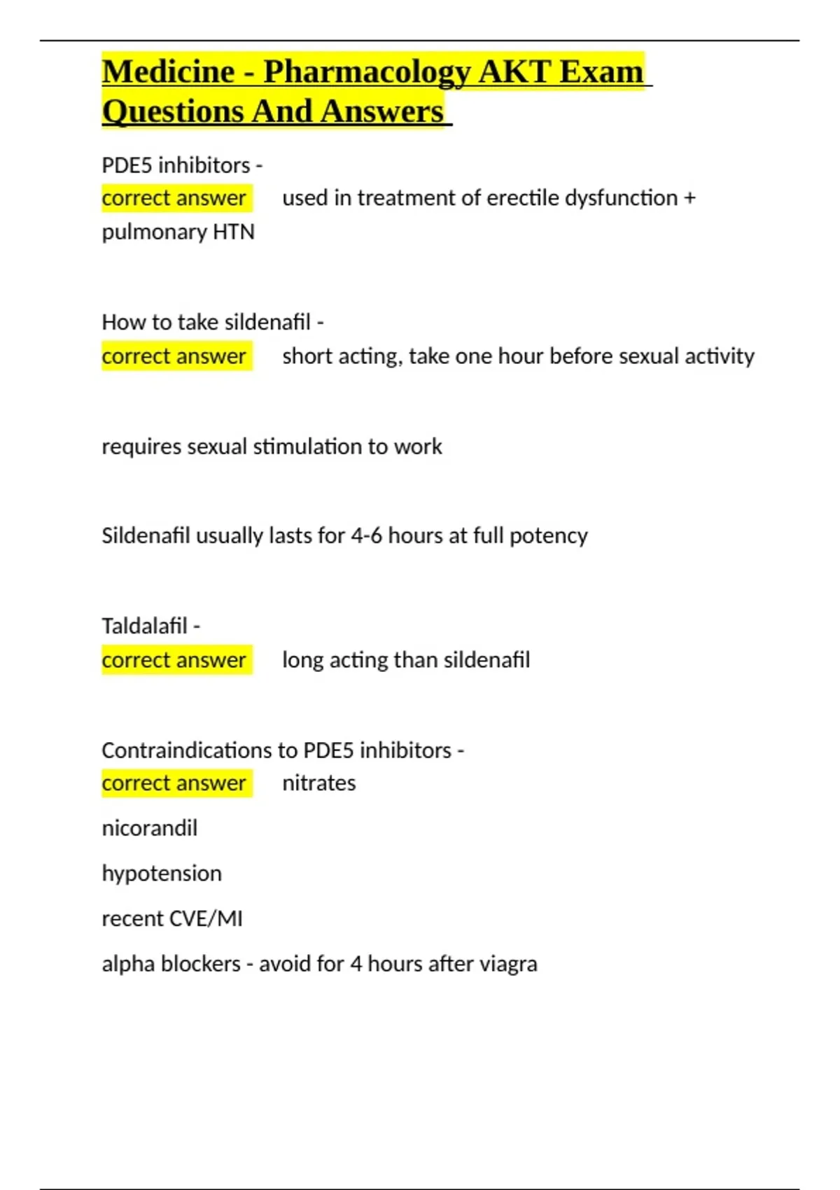 Medicine - Pharmacology AKT Exam Questions And Answers.docx - AKT ...