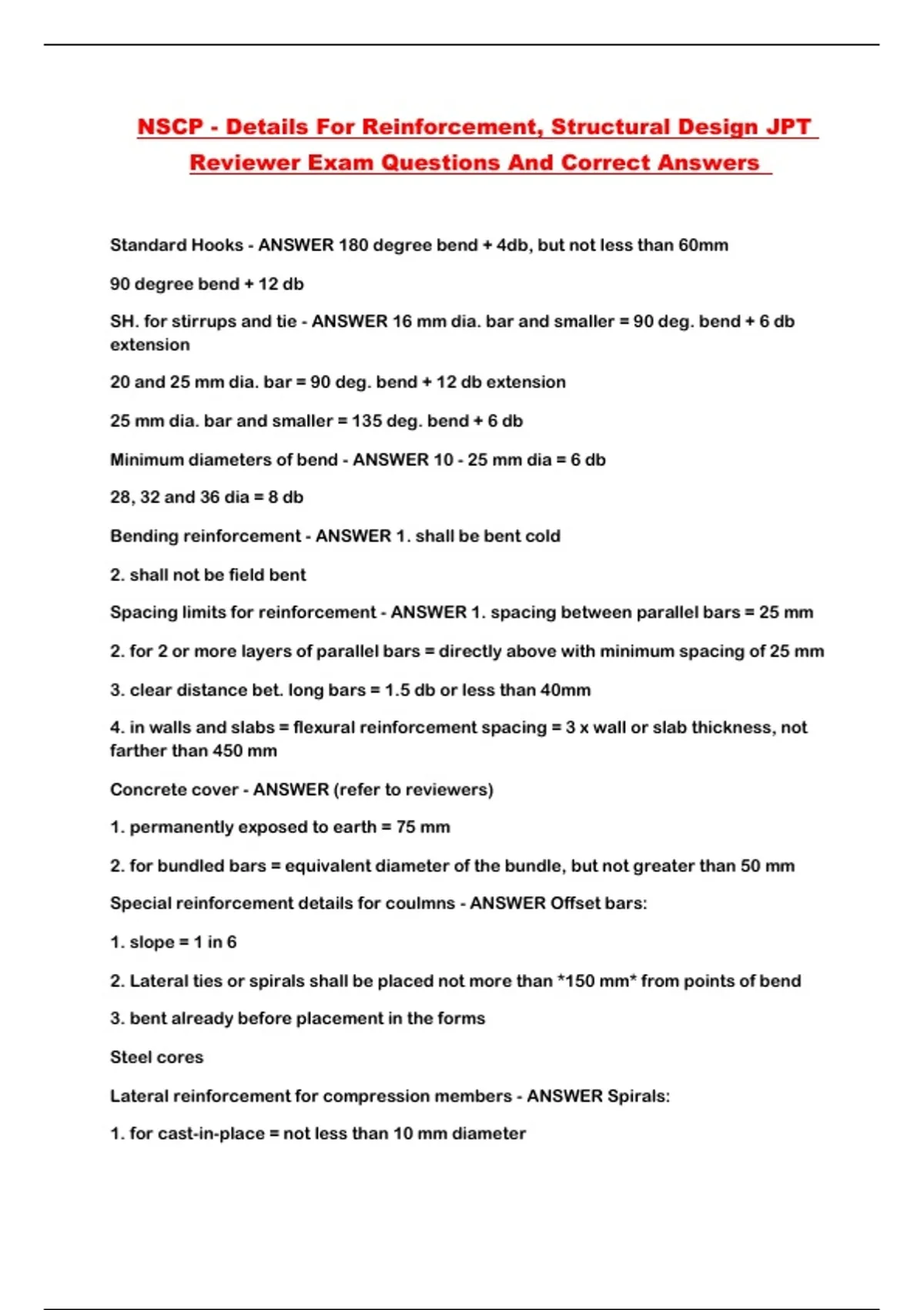 NSCP - Details For Reinforcement, Structural Design JPT Reviewer Exam ...