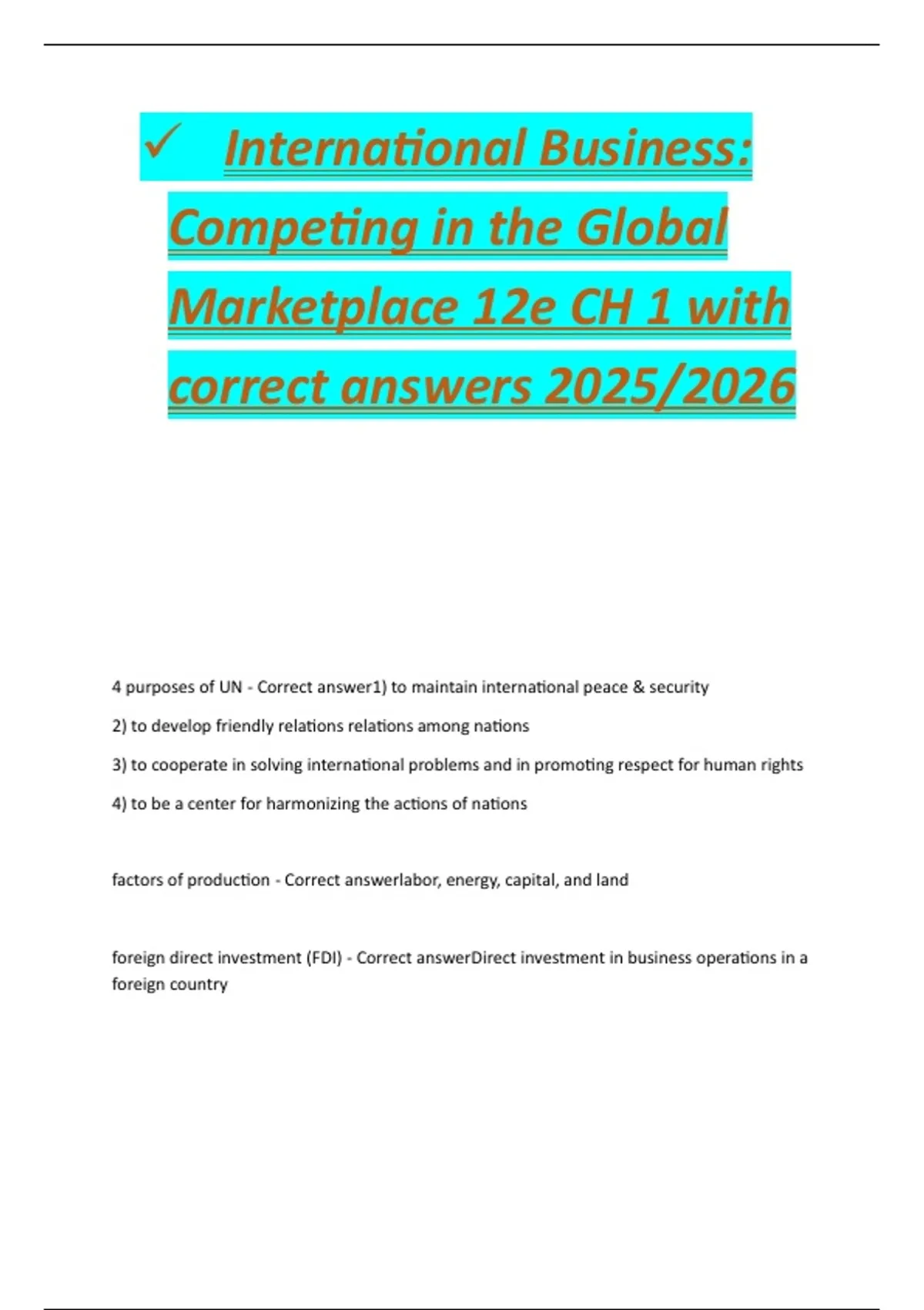 International Business: Competing in the Global Marketplace 12e CH 1 ...