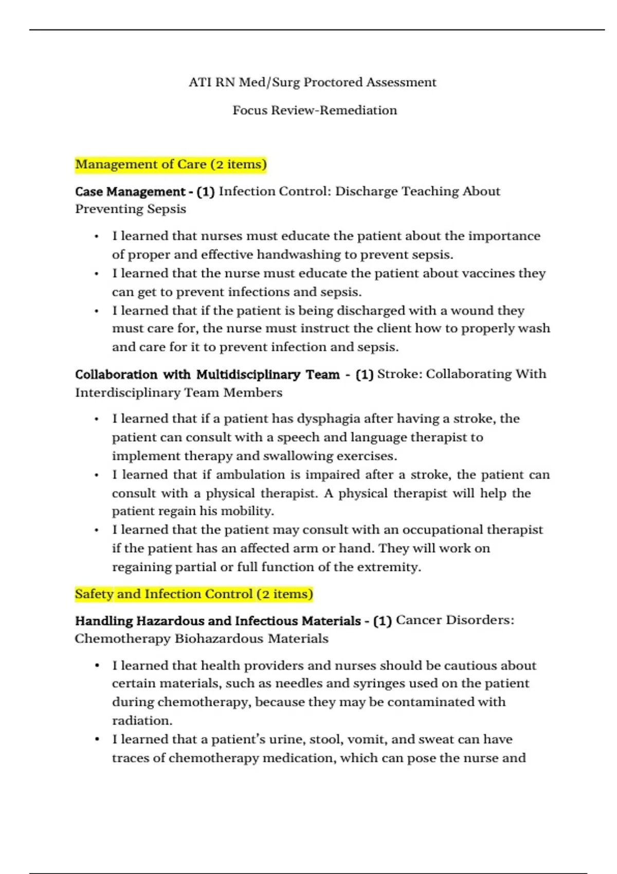 ATI RN Med/Surg Proctored Assessment Focus Review-Remediation| Updated ...
