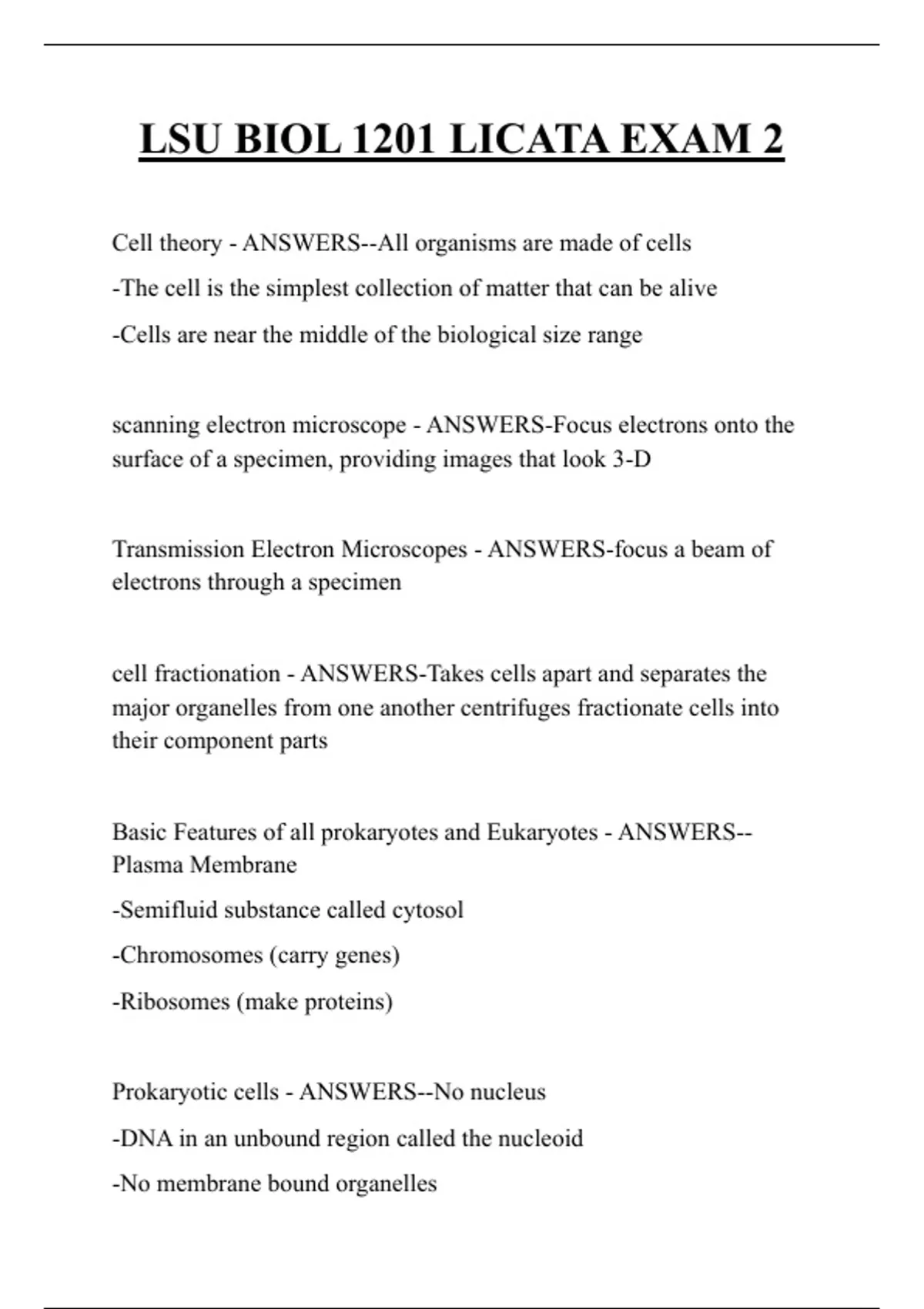 Lsu Biol 1201 Licata Exam 2 Questions And Answers 2025 Lsu Biol 1201