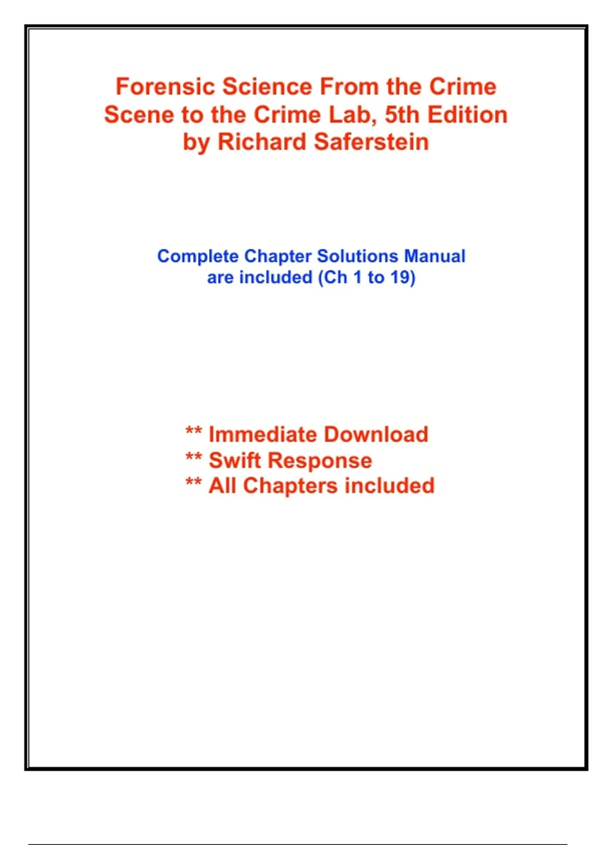 Solutions for Forensic Science From the Crime Scene to the Crime Lab ...