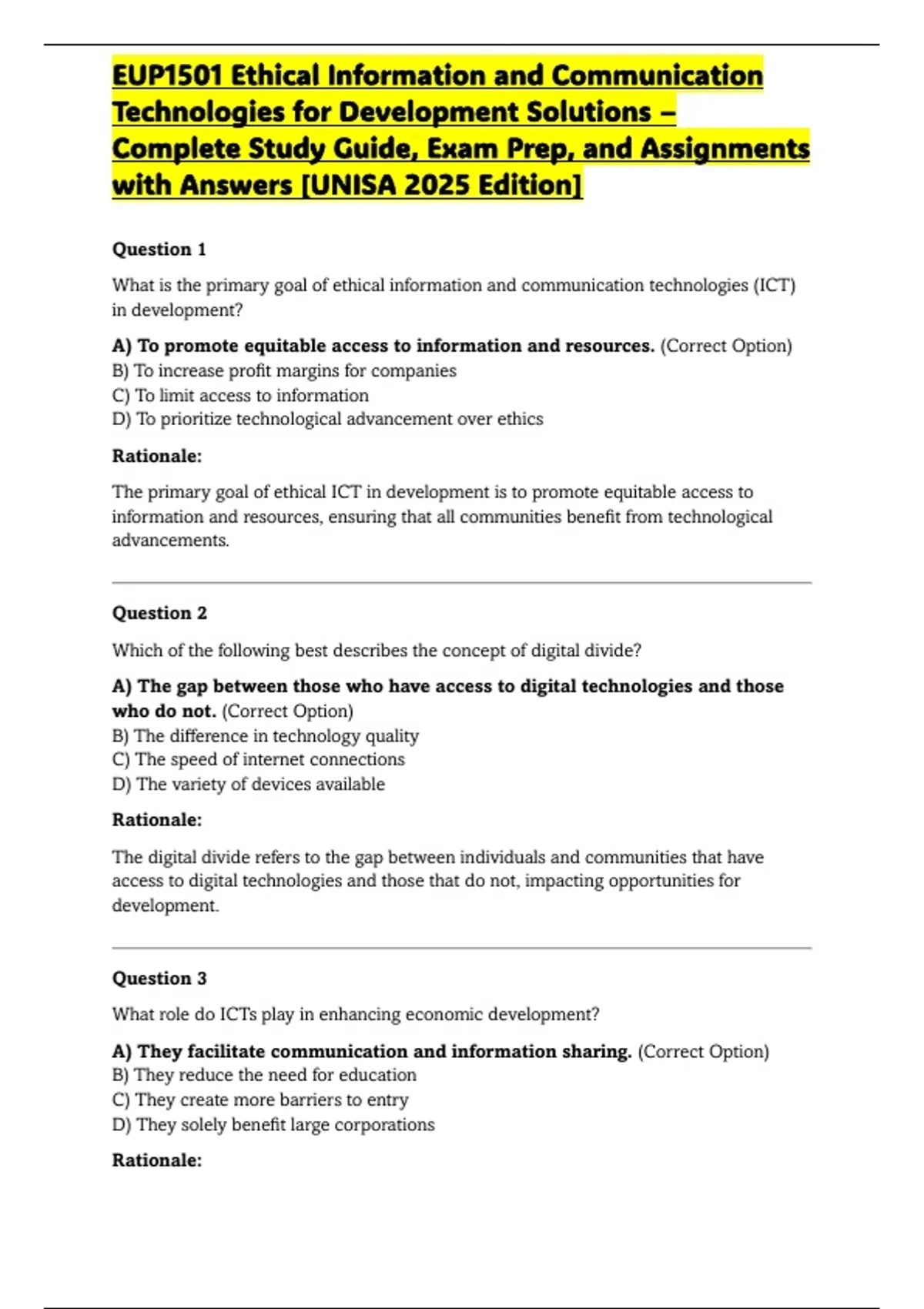 EUP1501 Ethical Information and Communication Technologies for ...