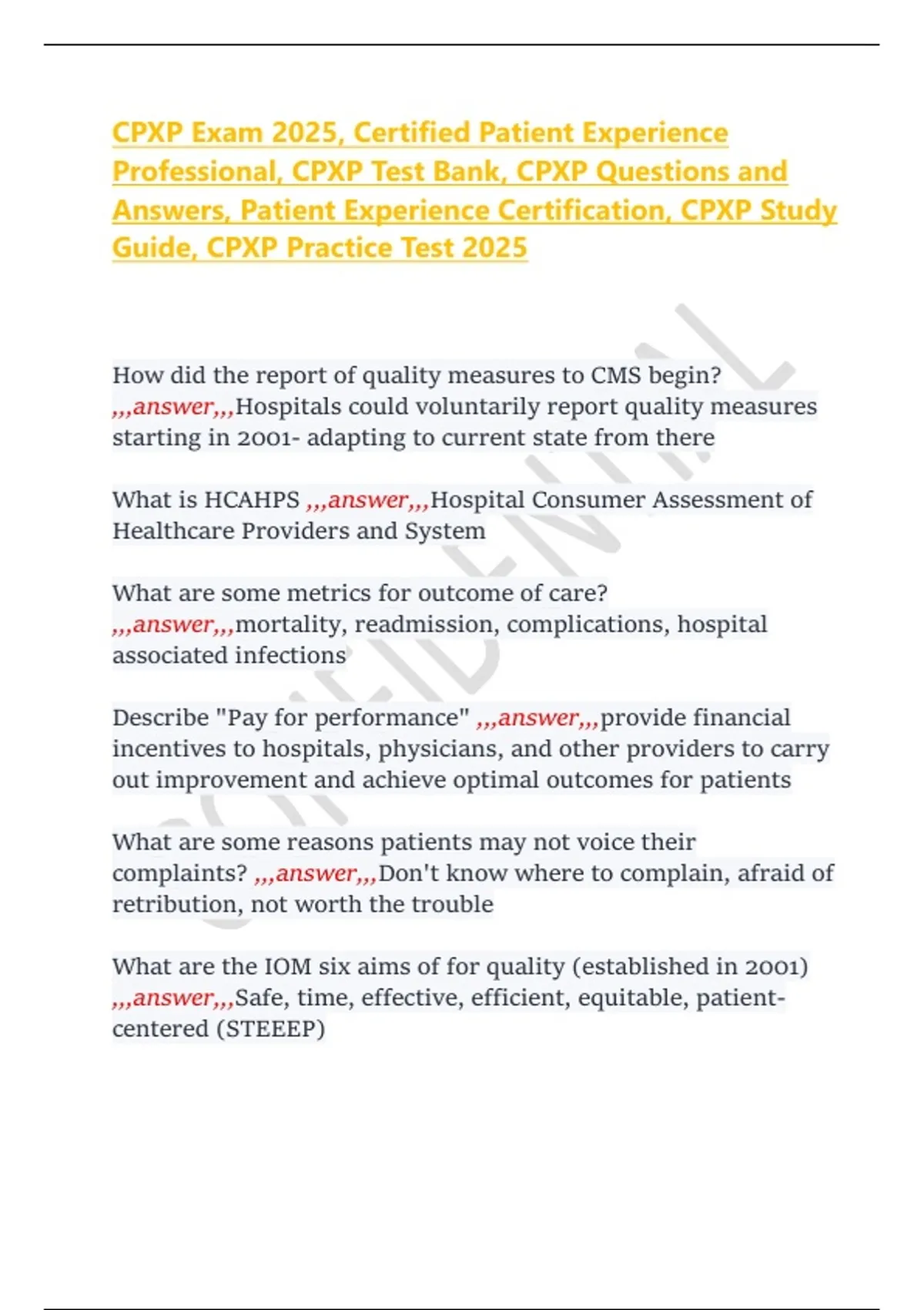 CPXP Exam 2025, Certified Patient Experience Professional, CPXP Test ...