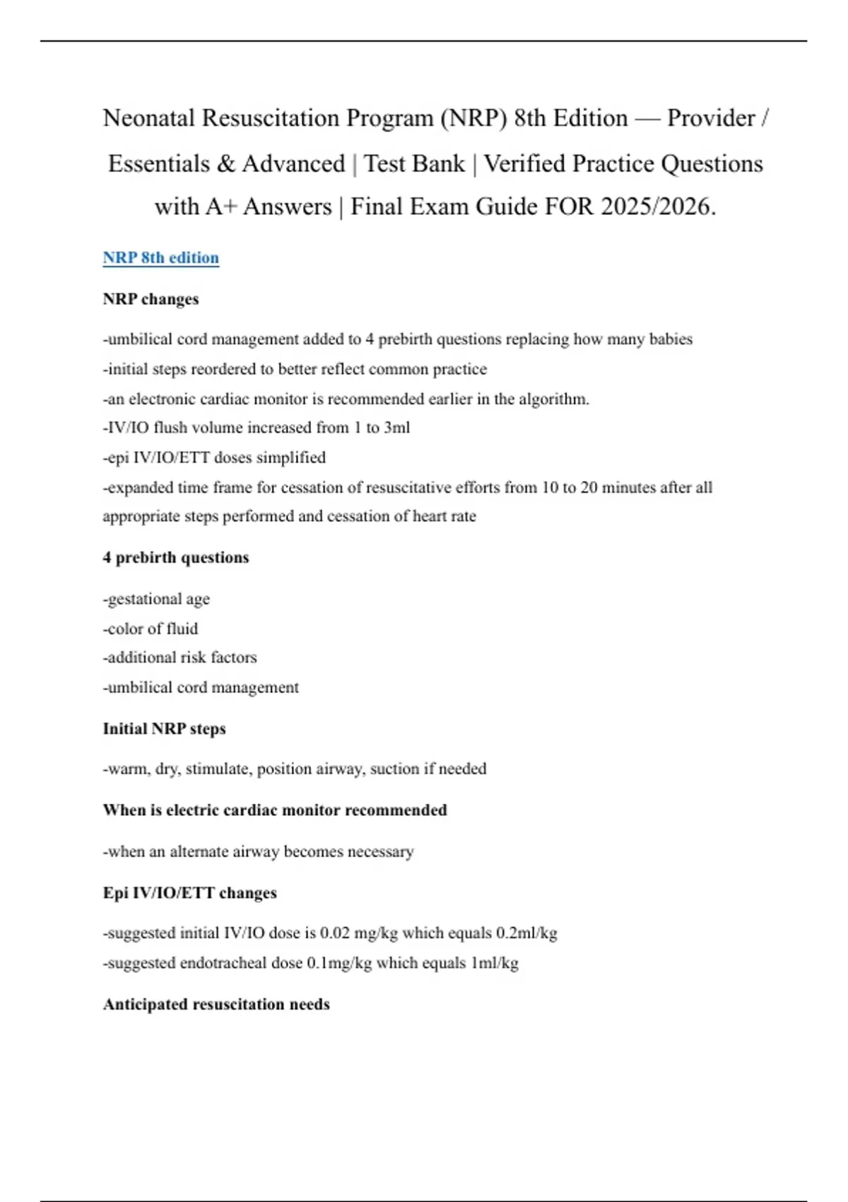 Neonatal Resuscitation Program (NRP) 8th Edition — Provider ...