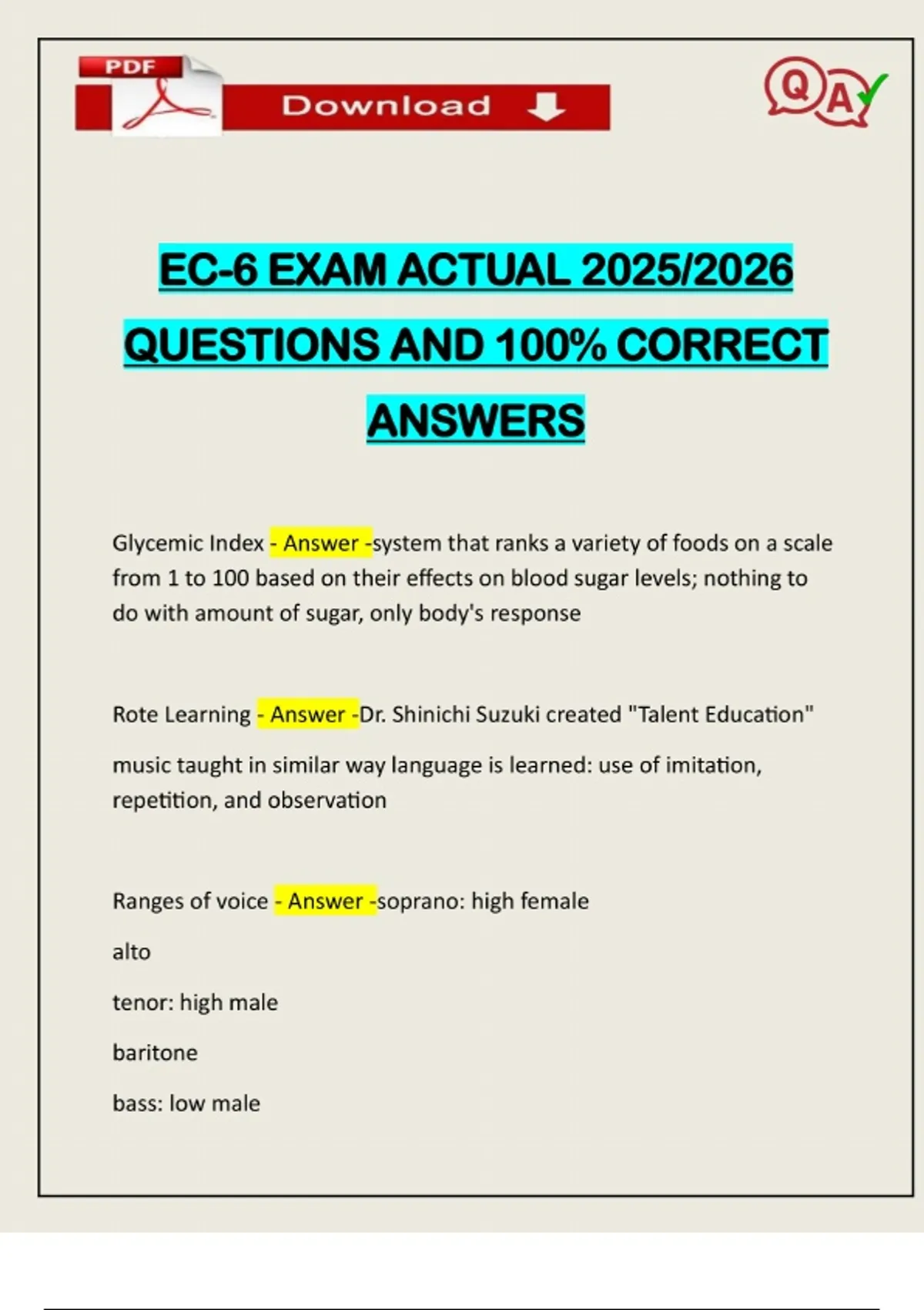 EC-6 EXAM ACTUAL 2025/2026 QUESTIONS AND 100% CORRECT ANSWERS - EC-6 ...