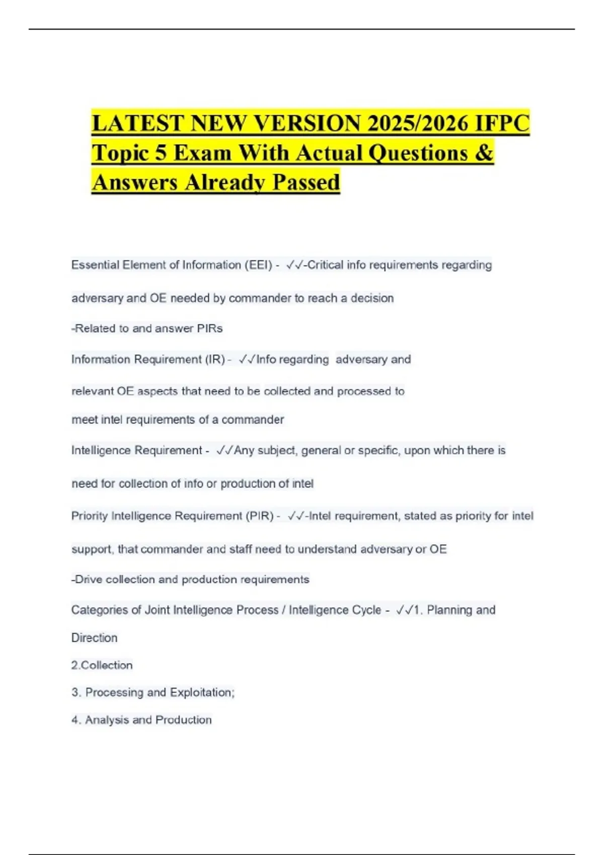 LATEST NEW VERSION 2025/2026 IFPC Topic 5 Exam With Actual Questions ...